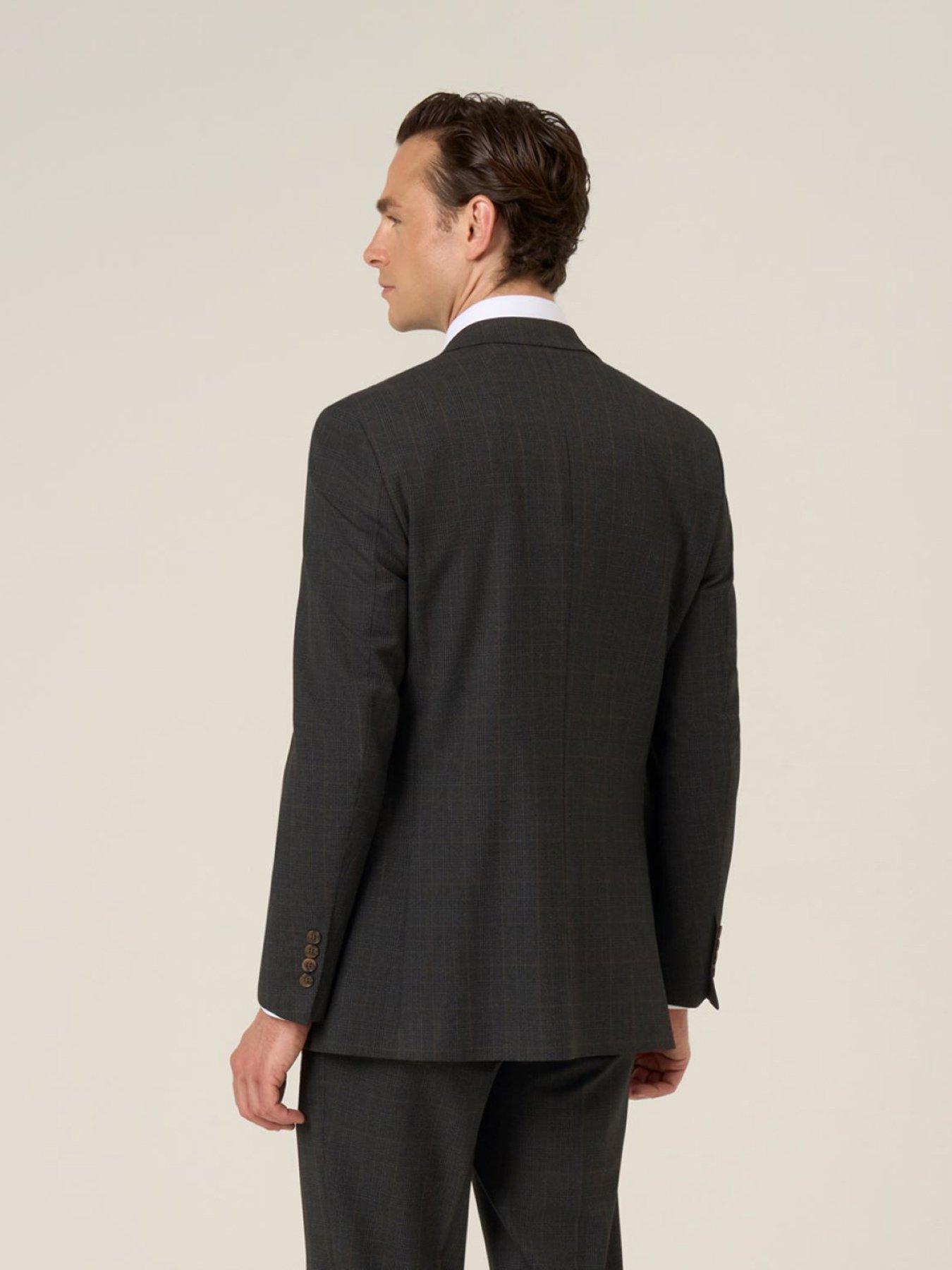 Skopes Tailored Fit Charcoal Check Elijah Suit Jacket - Dark Grey ...