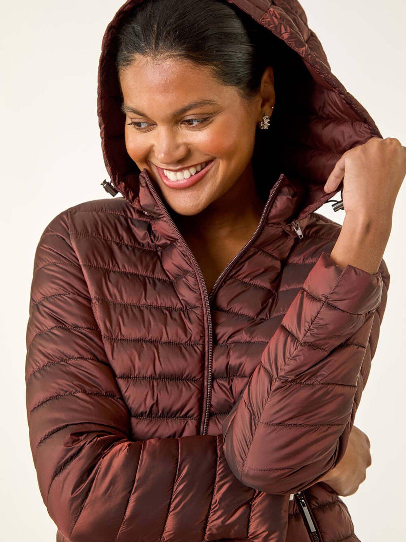 Roman Longline Quilted Hooded Puffer Coat - Chocolate | Littlewoods