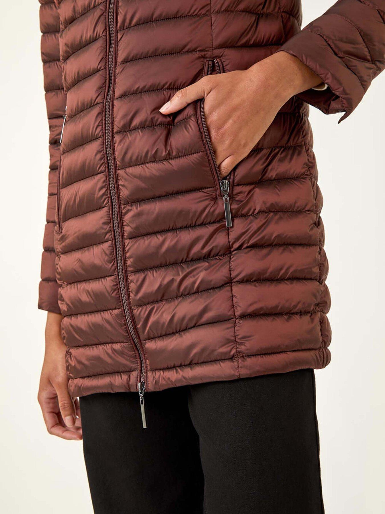 Roman Longline Quilted Hooded Puffer Coat - Chocolate | Littlewoods