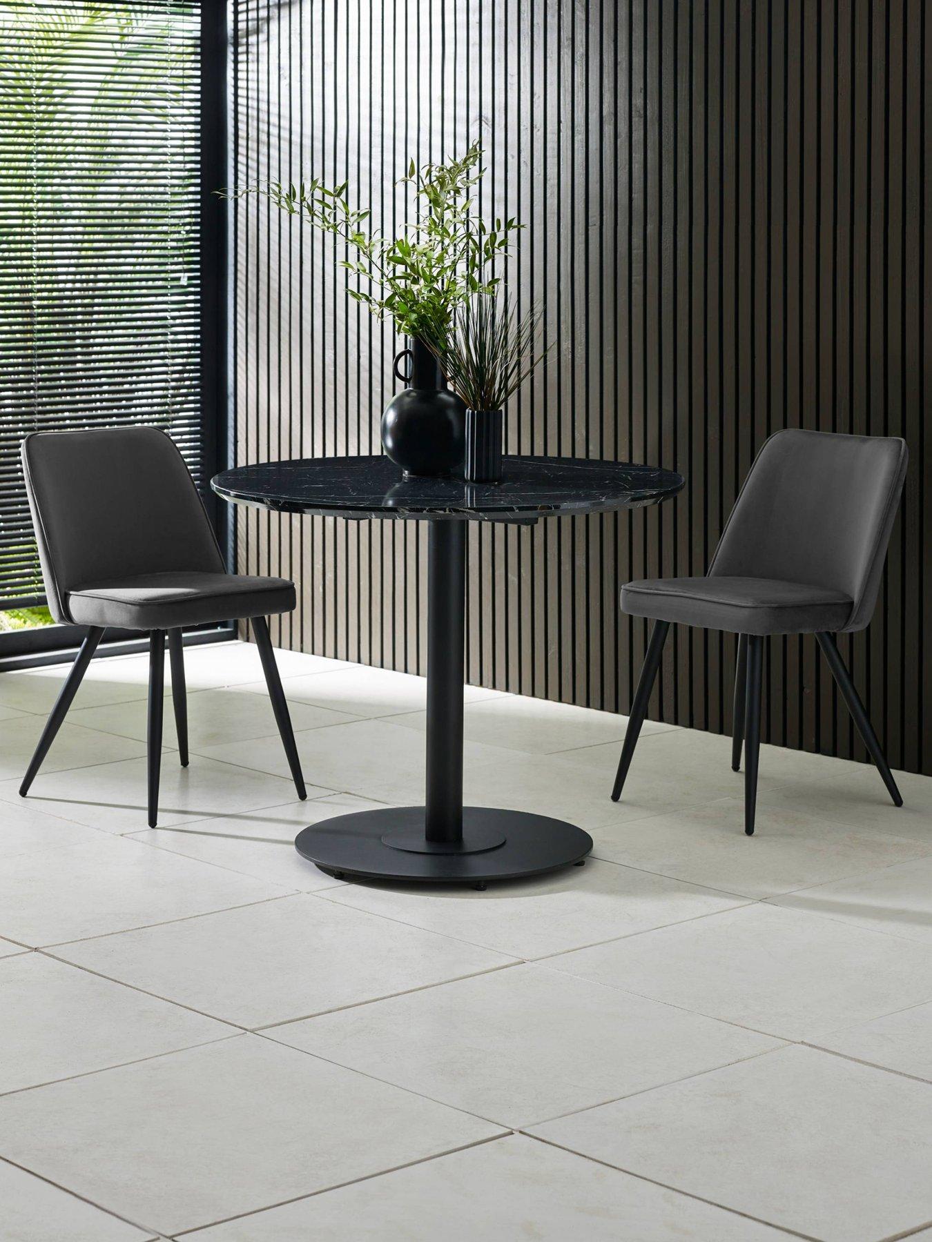 Julian Bowen Luca Round Dining Table - Black Marble | Littlewoods