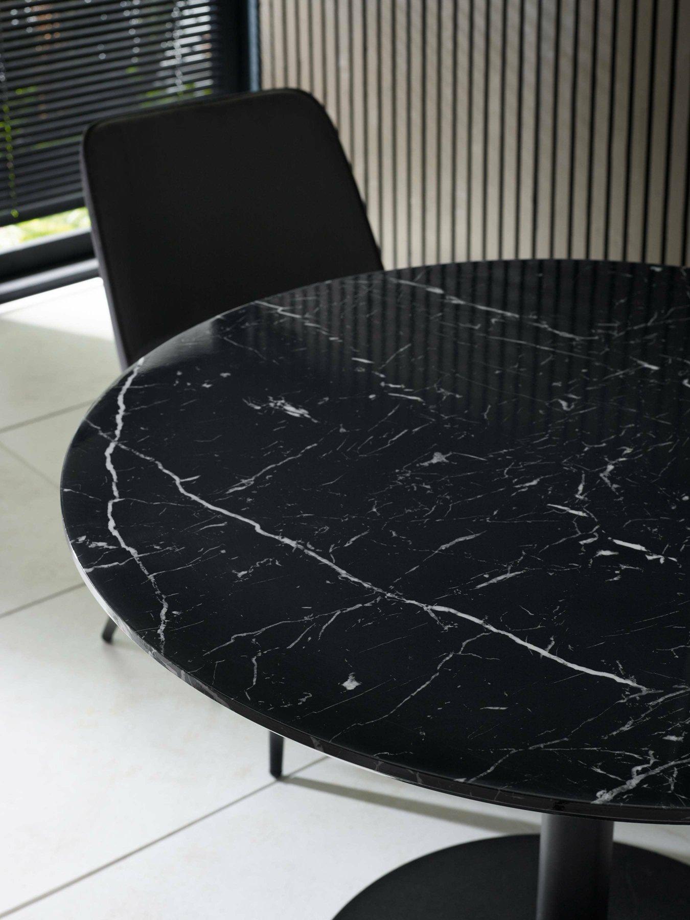 Julian Bowen Luca Round Dining Table - Black Marble | Littlewoods