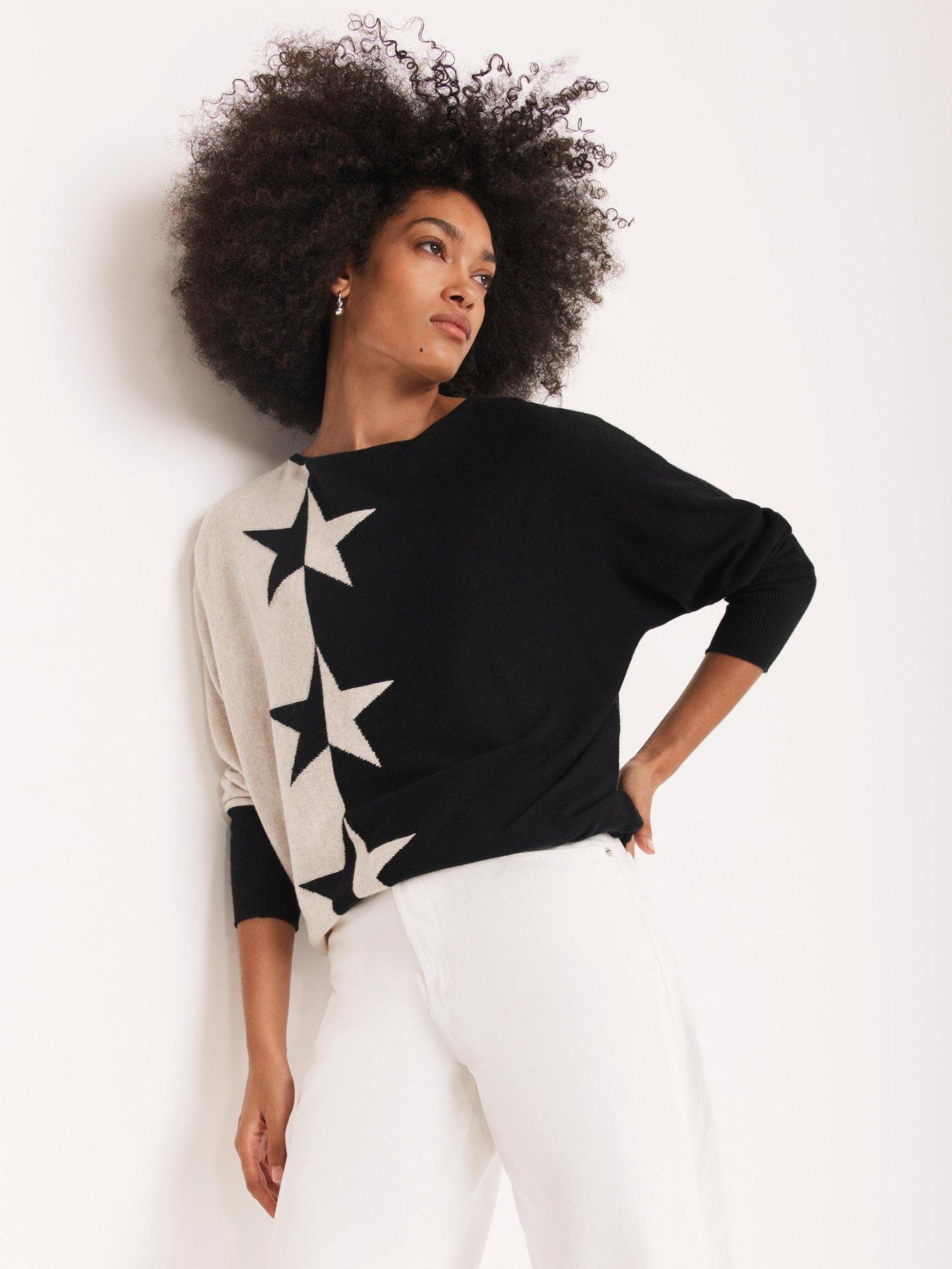 Mint Velvet Stone Star Batwing Jumper - Cream | Littlewoods