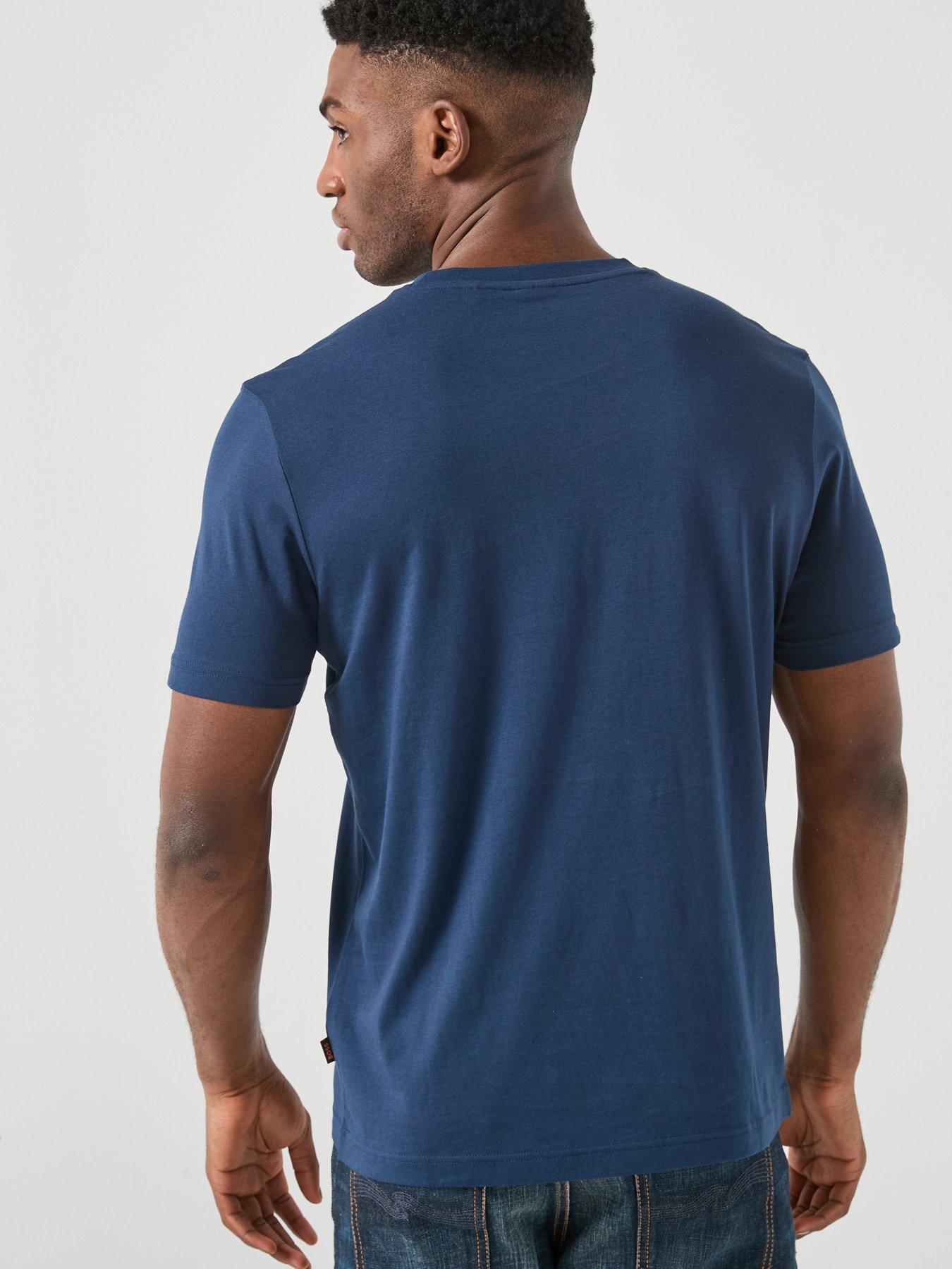 BOSS Te_Plain Small Chest Graphic T-Shirt - Blue | Littlewoods