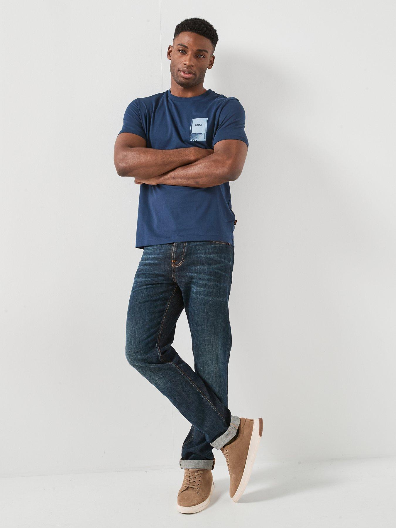 BOSS Te_Plain Small Chest Graphic T-Shirt - Blue | Littlewoods