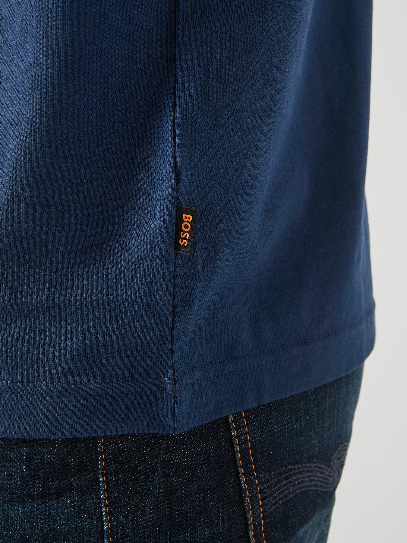 BOSS Te_Plain Small Chest Graphic T-Shirt - Blue | Littlewoods