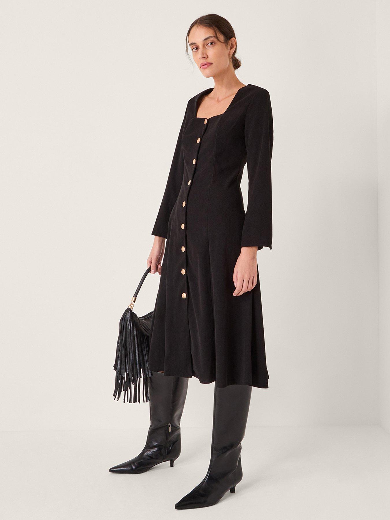 Monsoon Shaw Stretch Cord Dress - Black | Littlewoods