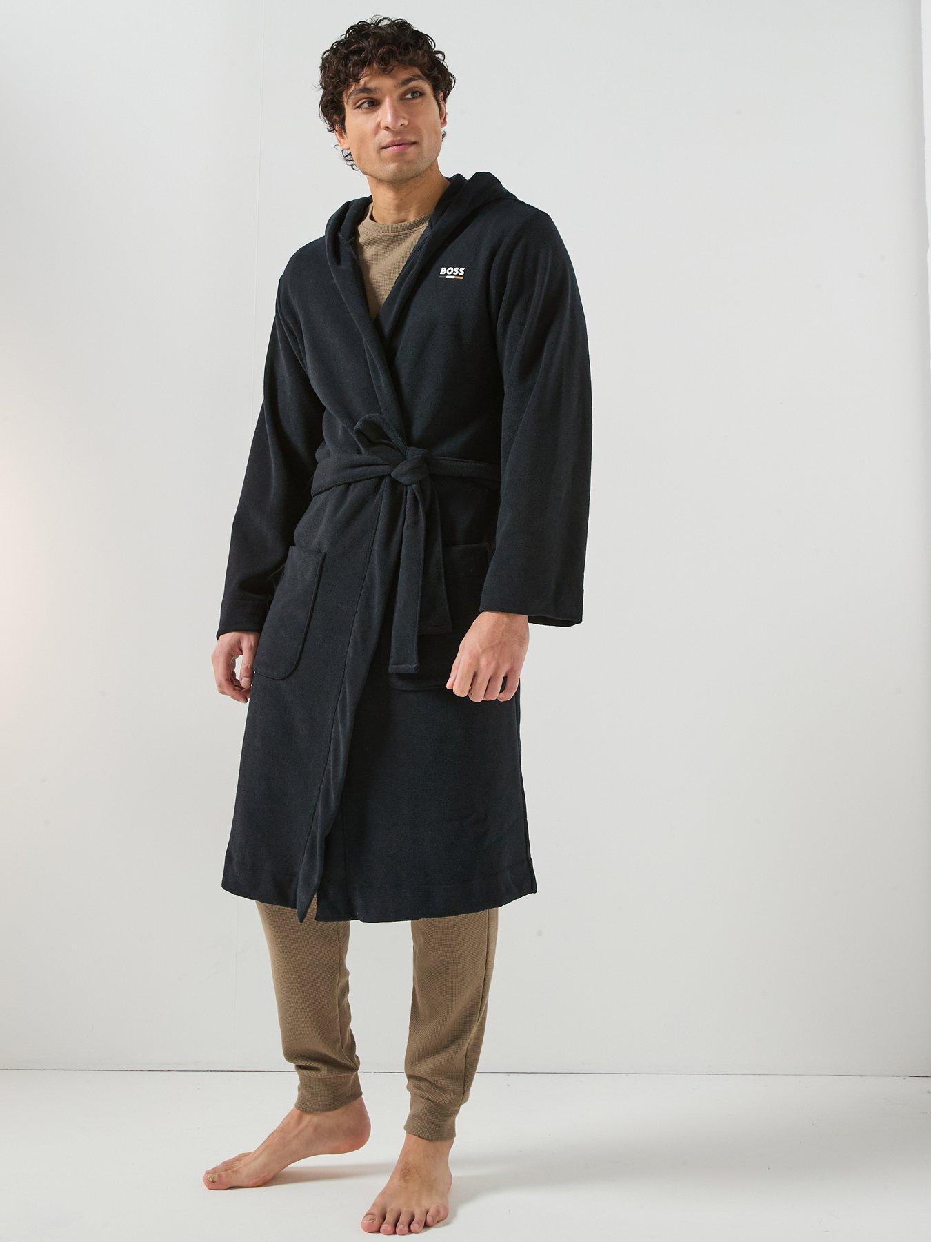 BOSS Bodywear Corporate Trim Terry Robe - Black | Littlewoods
