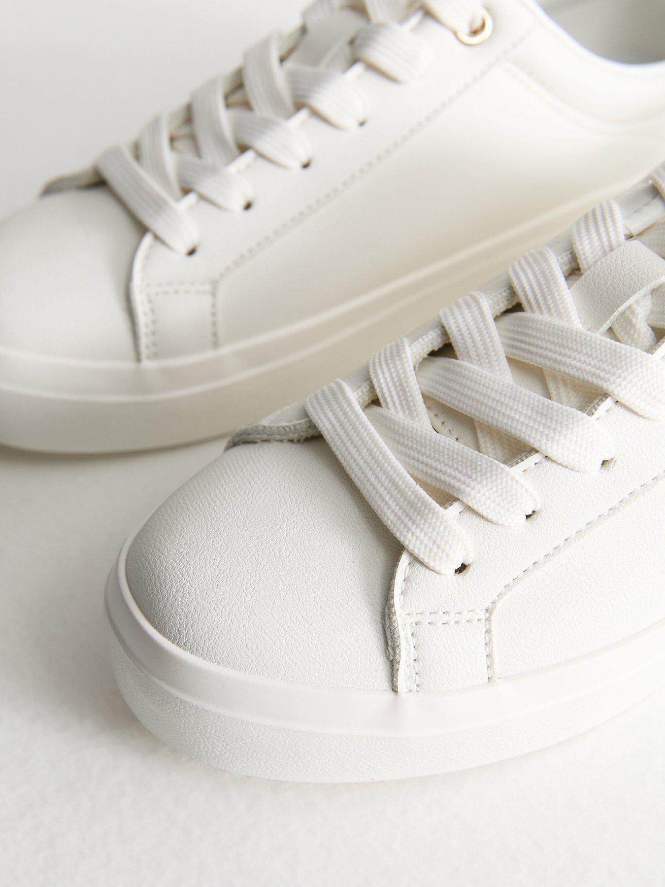 New Look Faux Leather Contrast Heel Tab Trainers - White | Littlewoods