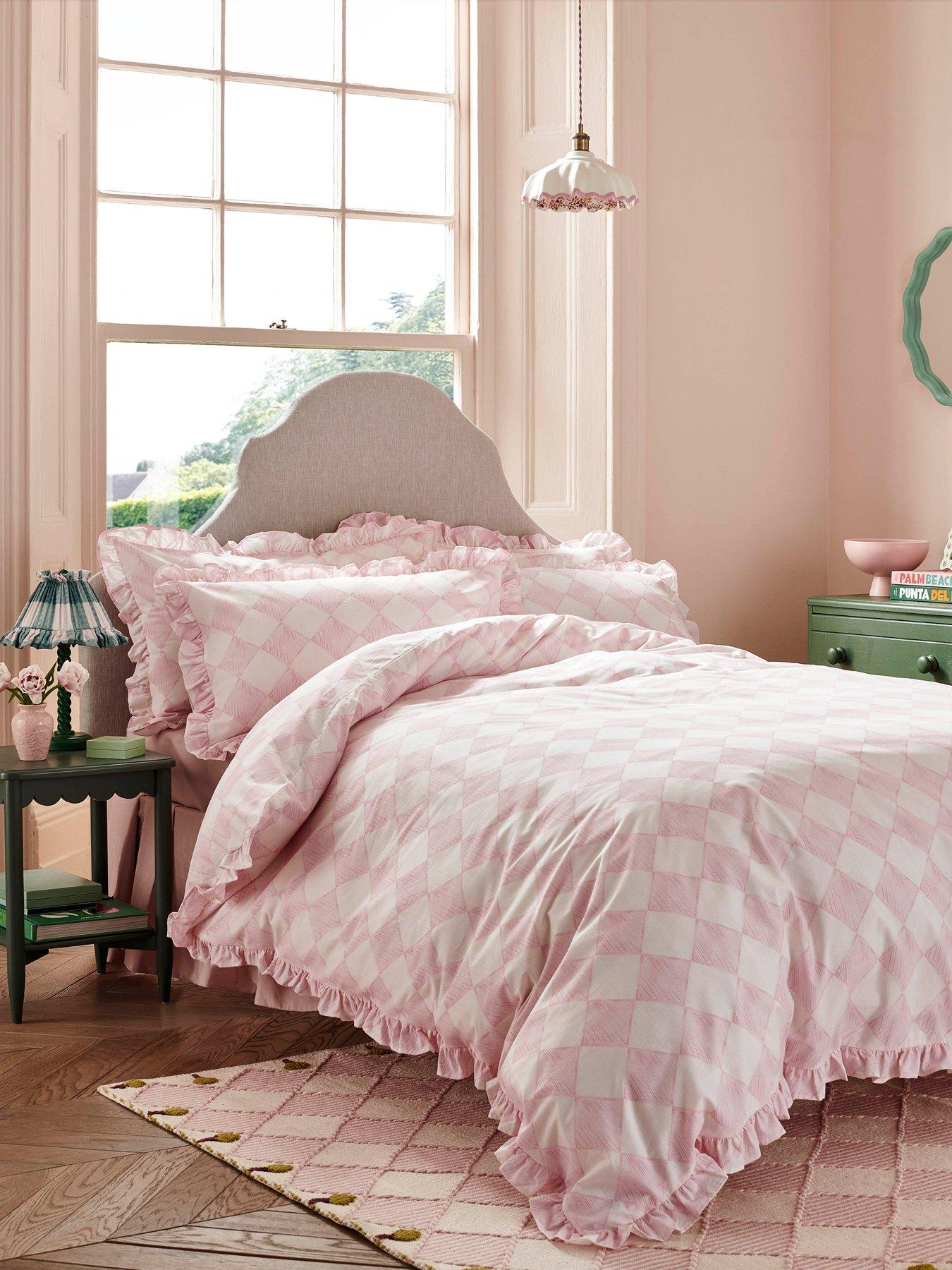 Cath Kidston Hand Painted Diamond 100% Cotton Double Quilt Set 200cm X ...