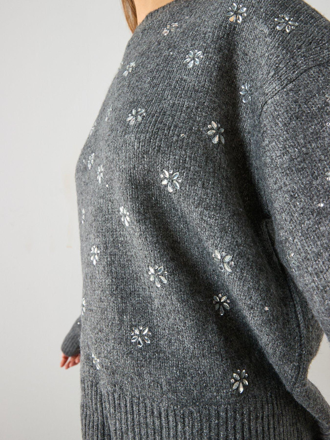 Mango Crystal Detail Sweatshirt - Grey | Littlewoods