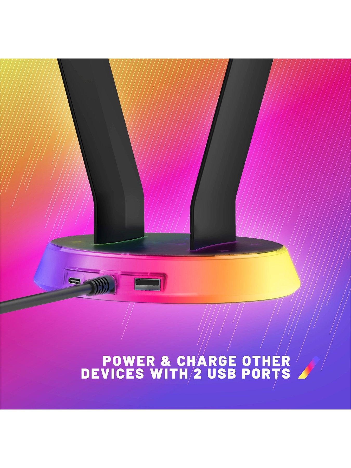 Stealth Light Up Charging Headset Stand - Glow Black | Littlewoods