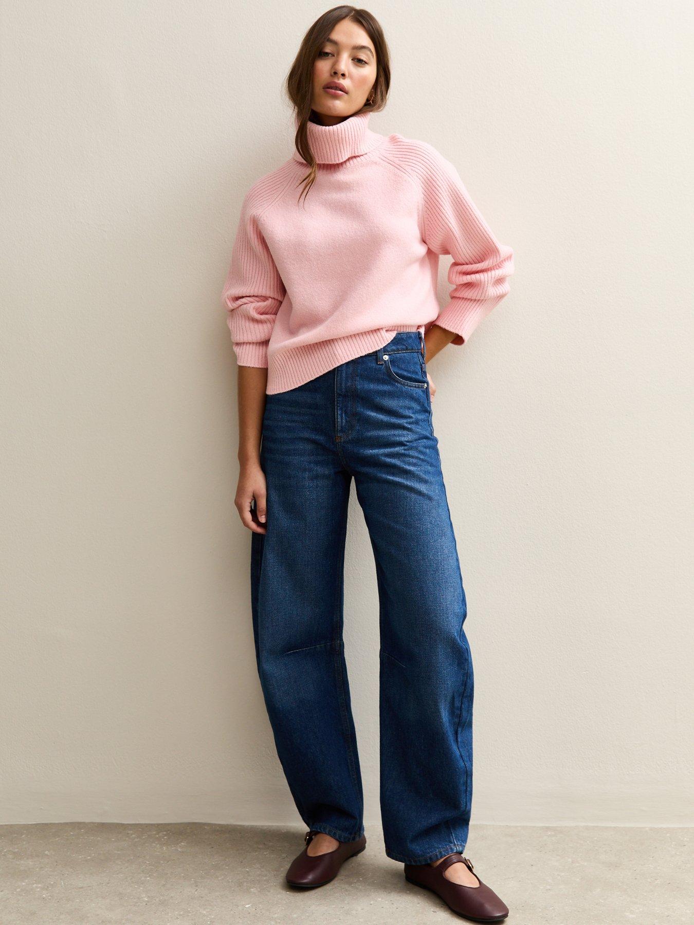 New Look Bright Pink Rib Roll Neck Jumper | Littlewoods