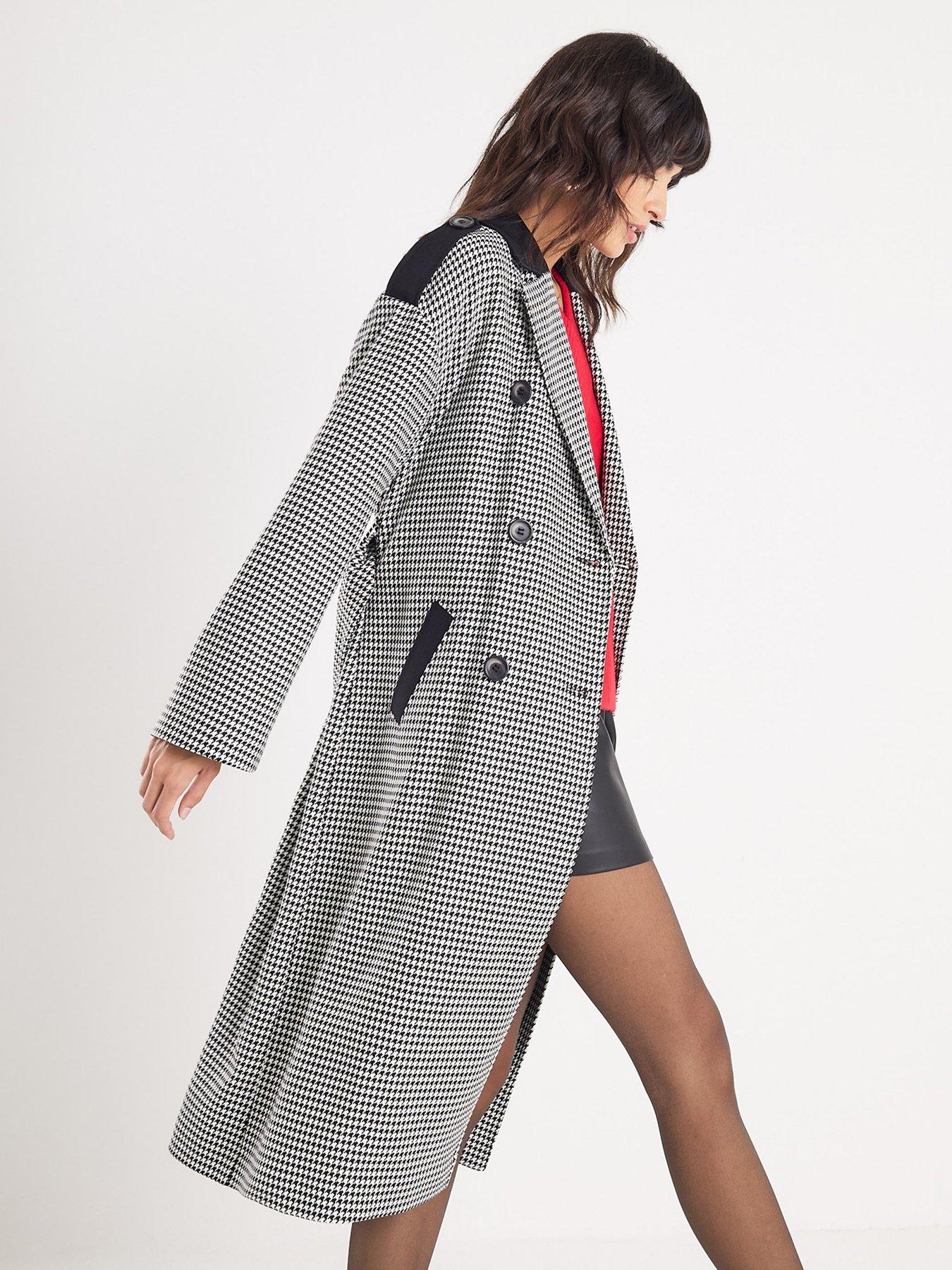 River Island Dogtooth Tailored Trench - Black | Littlewoods