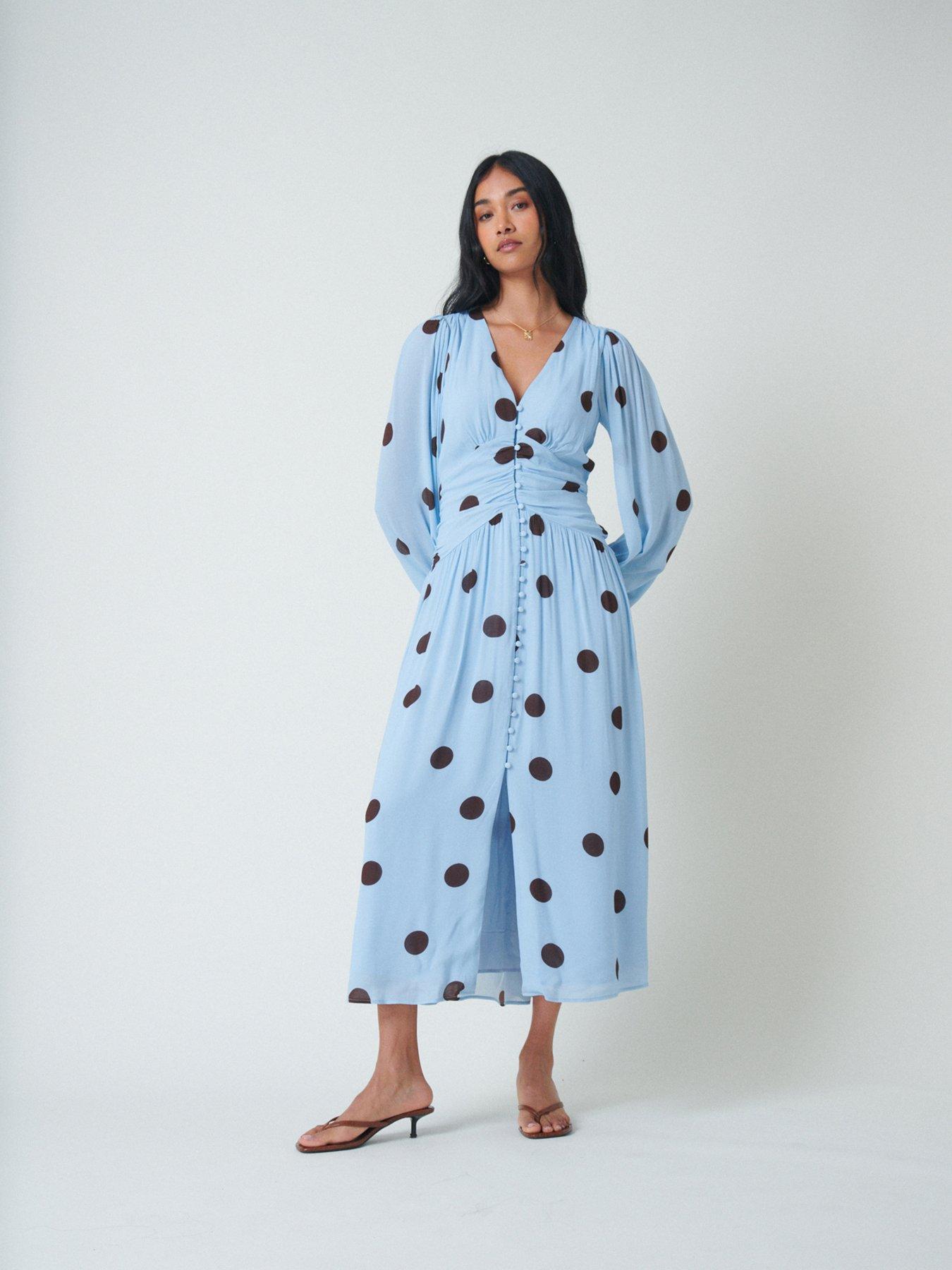 Nobodys Child Luna Ruched Waist Midi Dress - Blue | Littlewoods