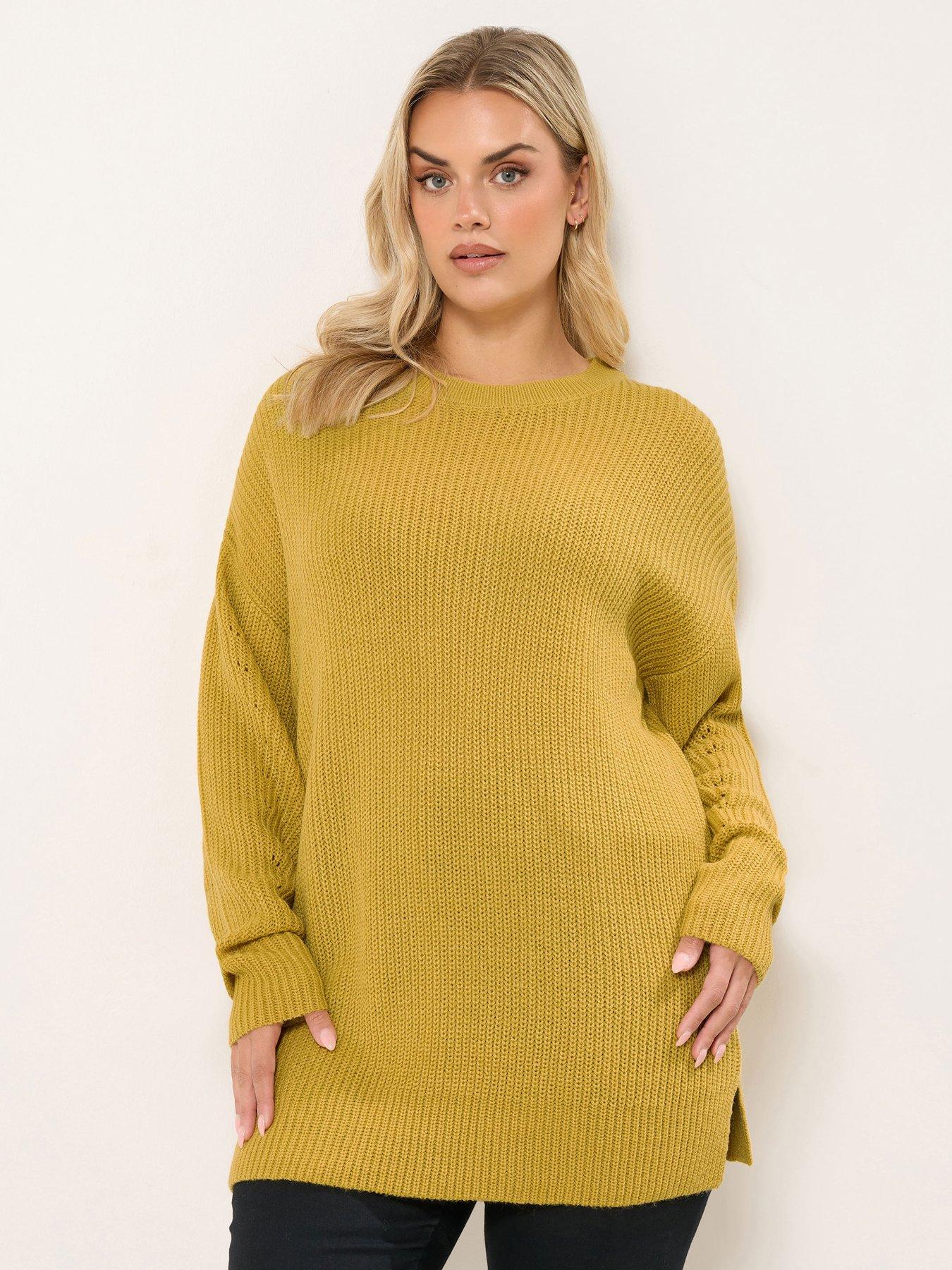 Yours Curve Drop Shoulder Jumper - Yellow | Littlewoods