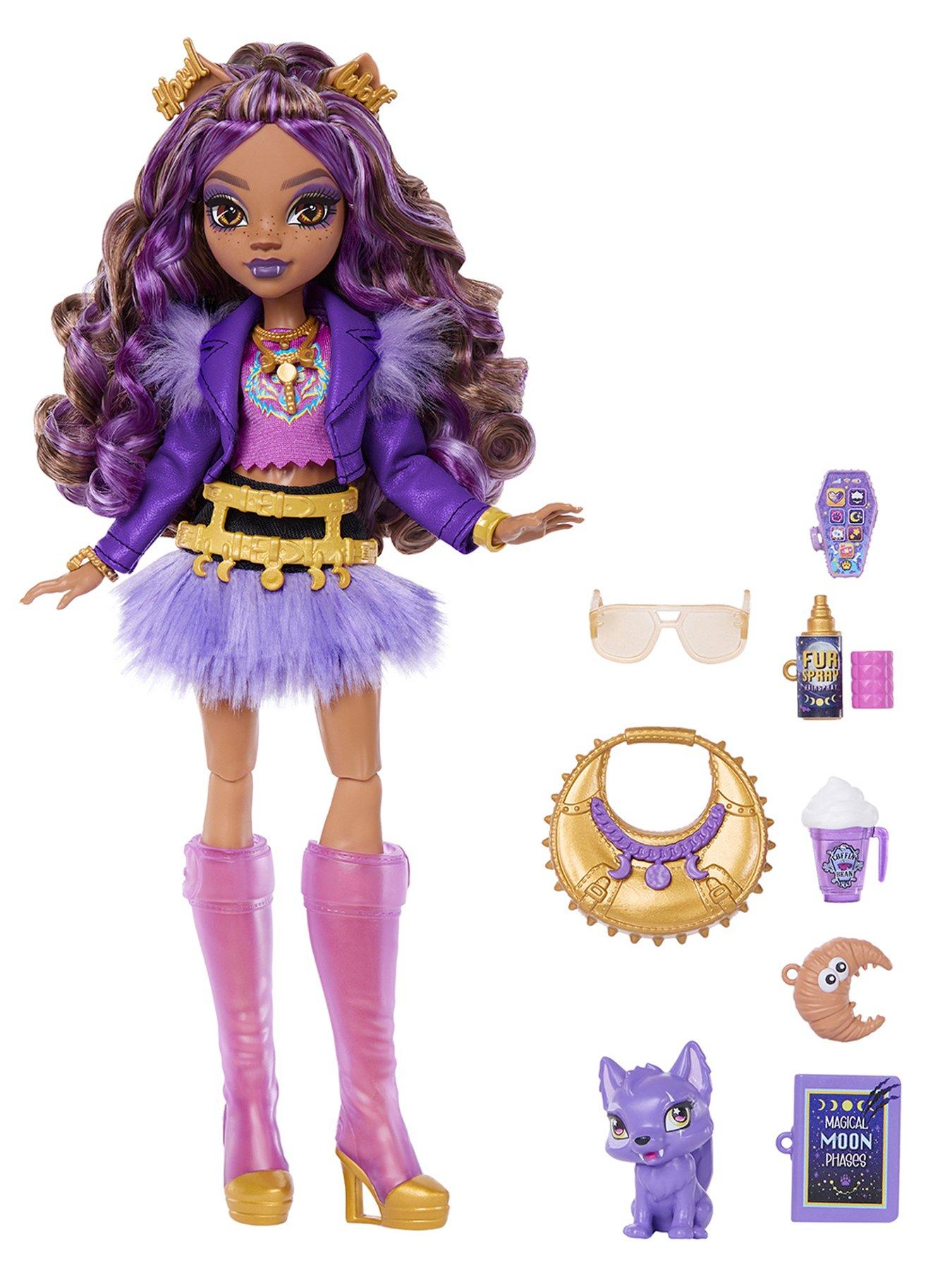 Monster High Clawdeen Wolf Fashion Doll in Furry Skirt with Pet Crescent and 7 Accessories ...