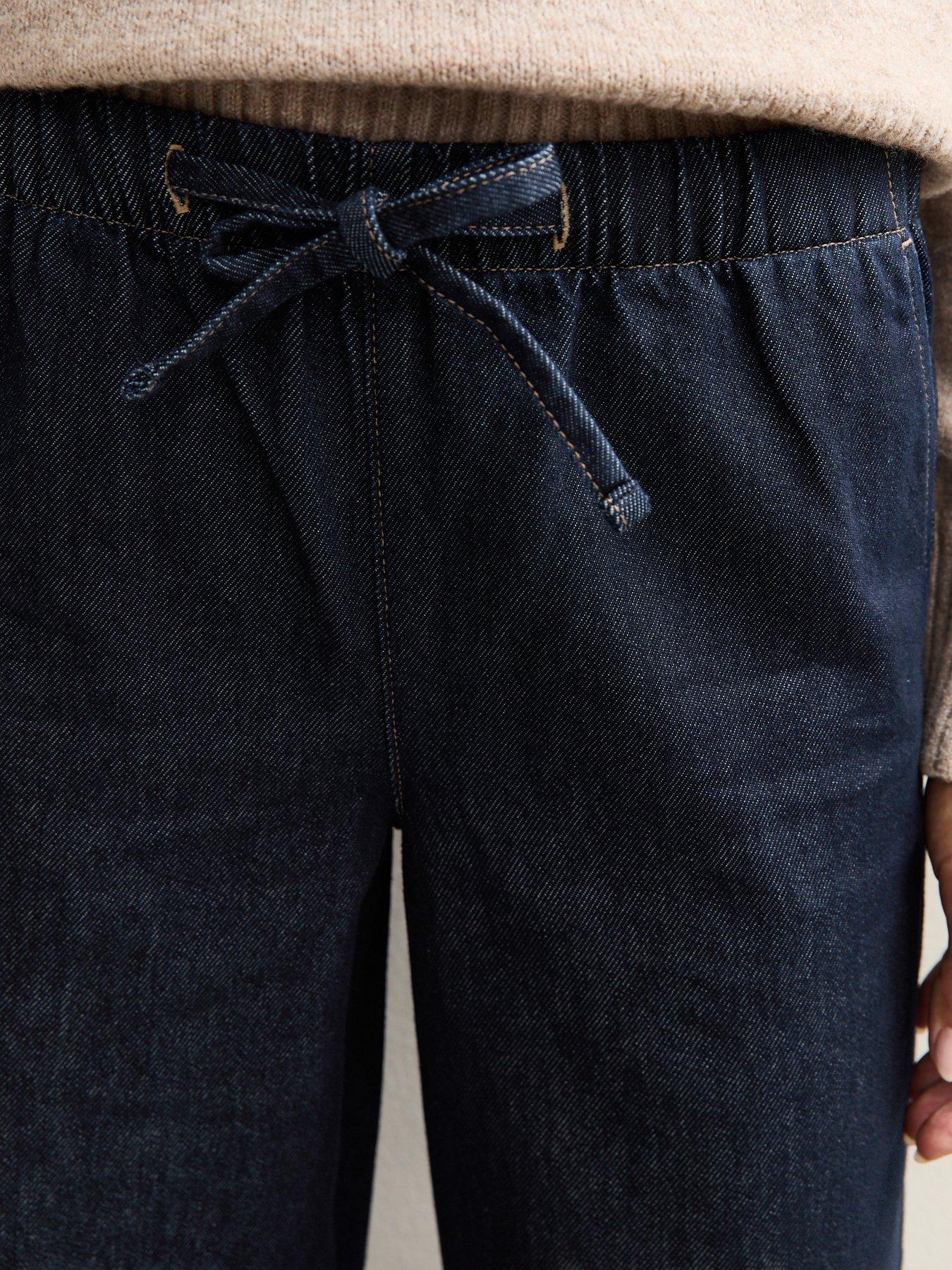 New Look Navy Denim Wide Leg Drawstring Waist Jeans | Littlewoods