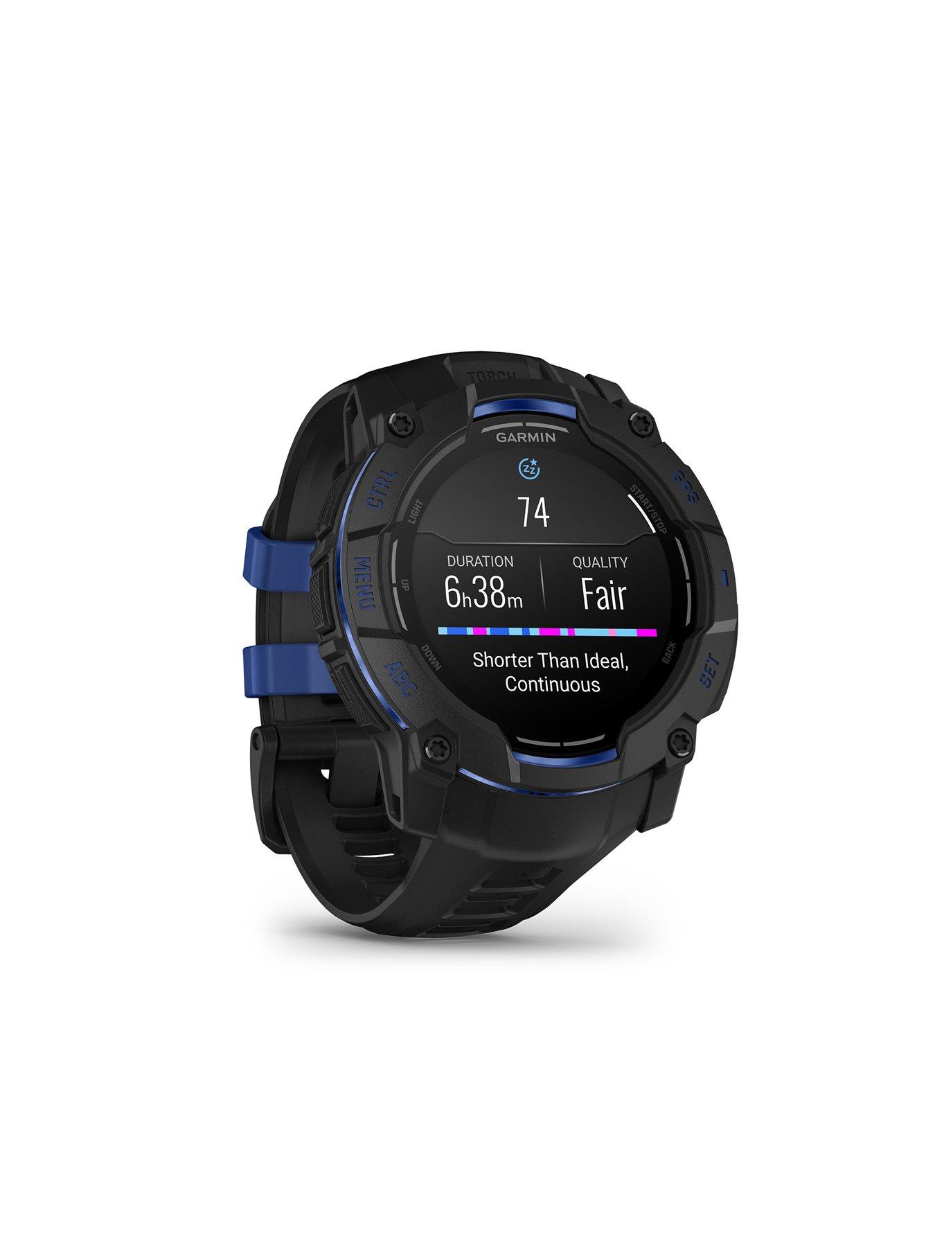 Garmin Instinct 3 50mm Smartwatch - Black with Bolt Blue Accents ...