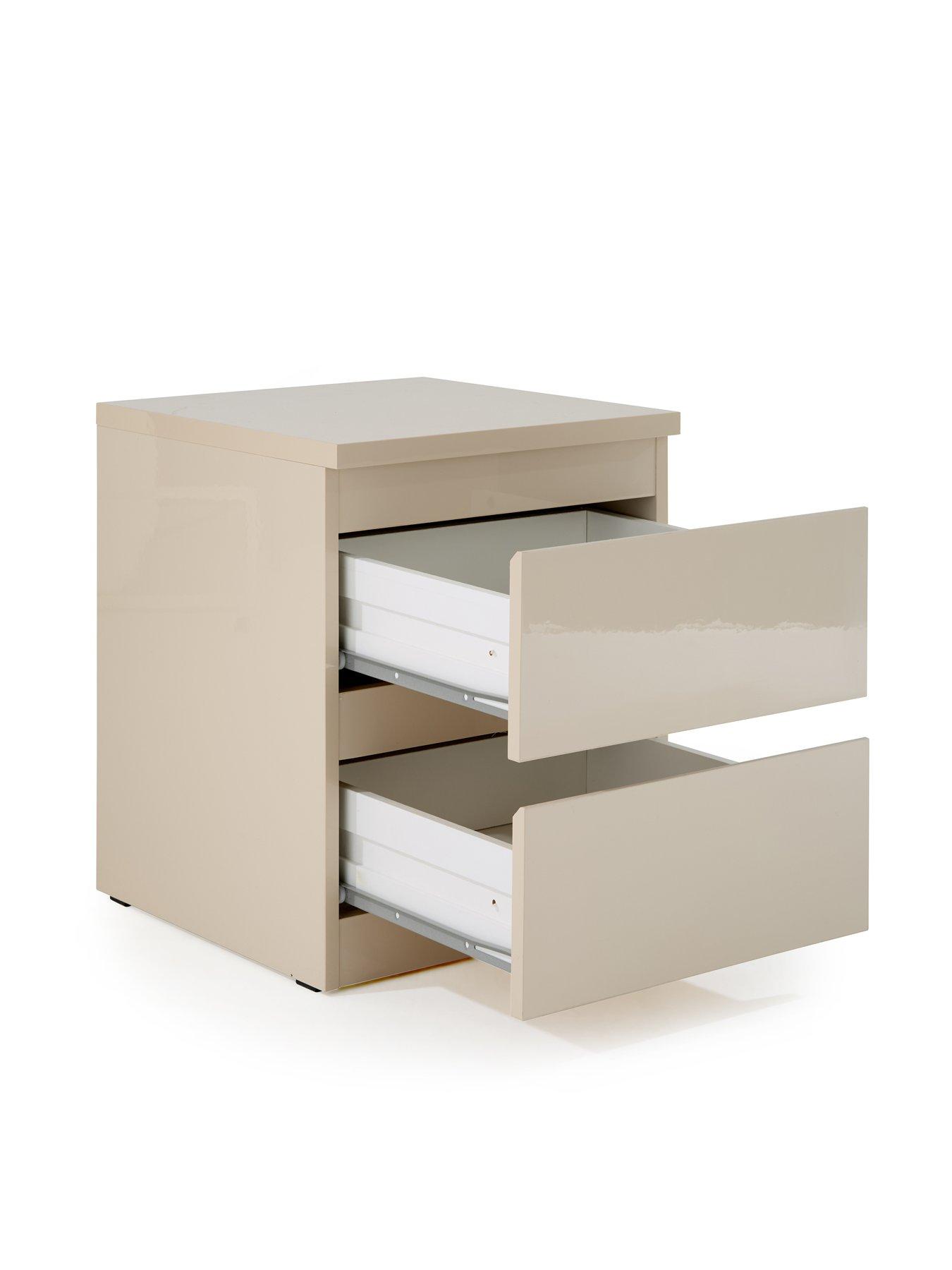 The Very Collection Layton Gloss 2 Drawer Bedside Chest - Oatmeal - FSC ...