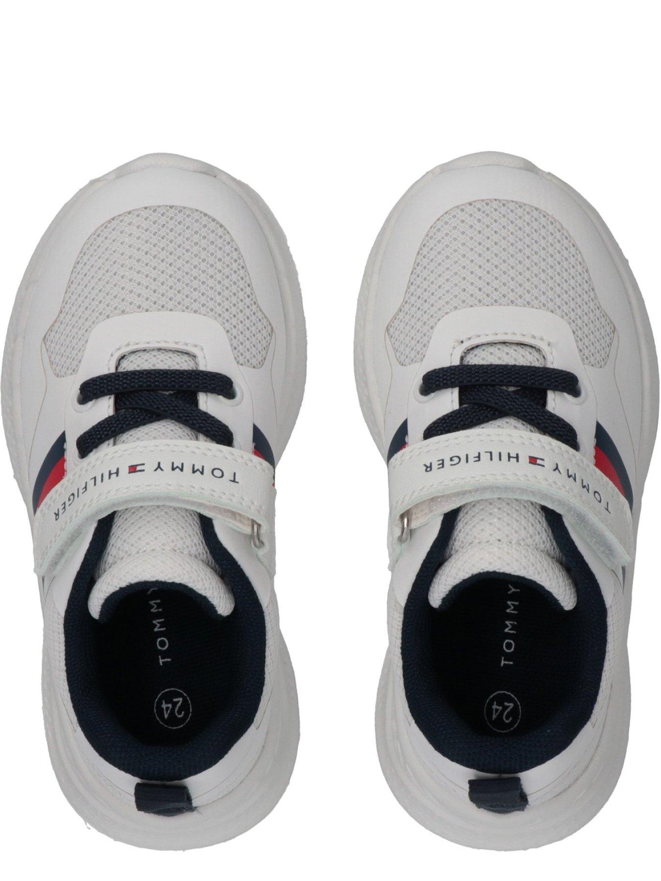 Tommy Hilfiger Boys Flag Low Cut Lace-Up/Velcro Sneaker - White ...