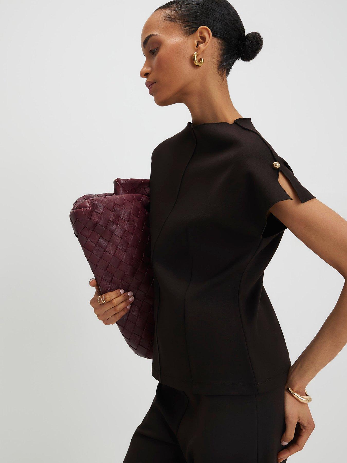 River Island Short Sleeve Interlock Top - Brown | Littlewoods