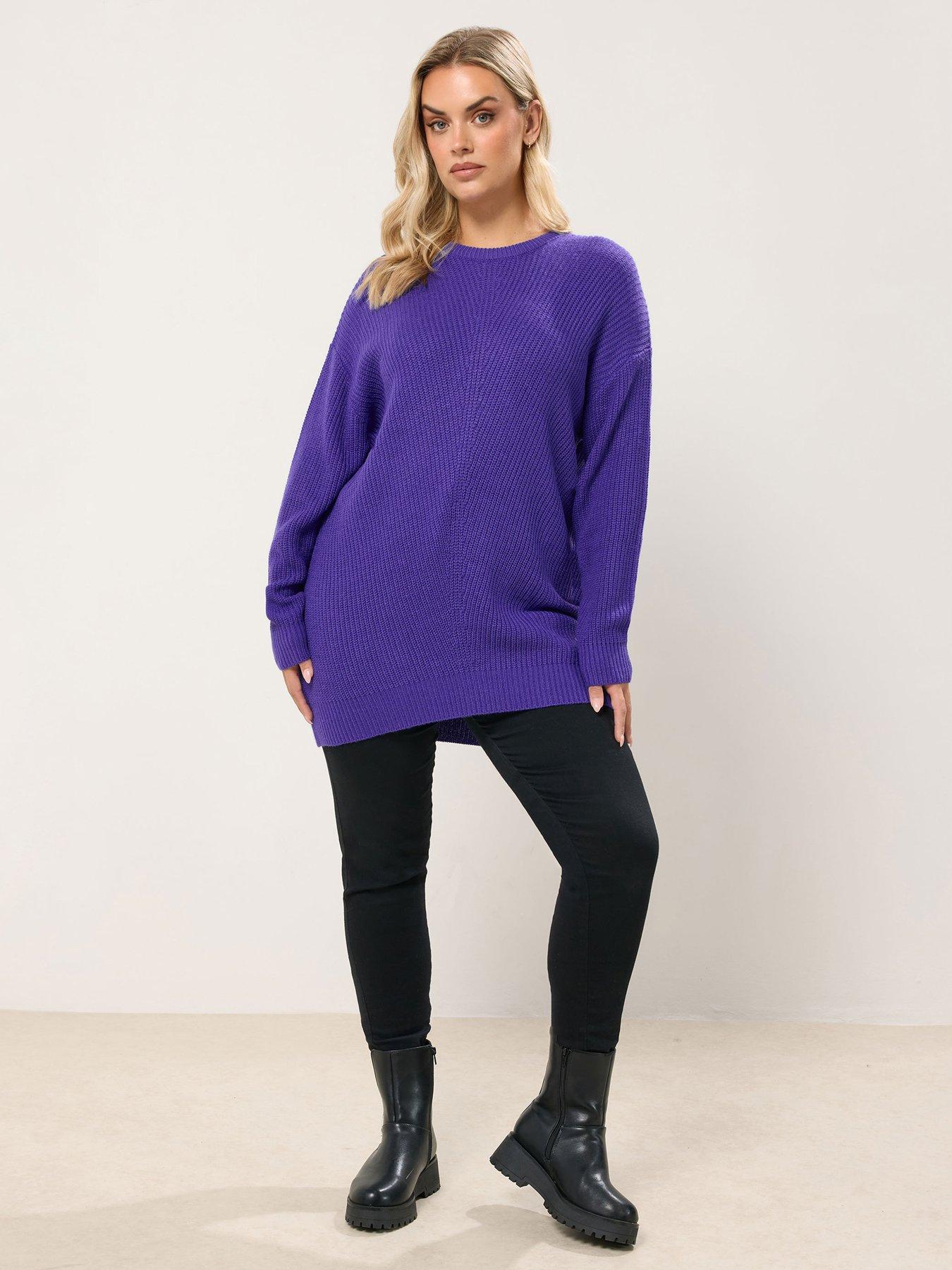 Yours Curve Essential Jumper - Purple | Littlewoods