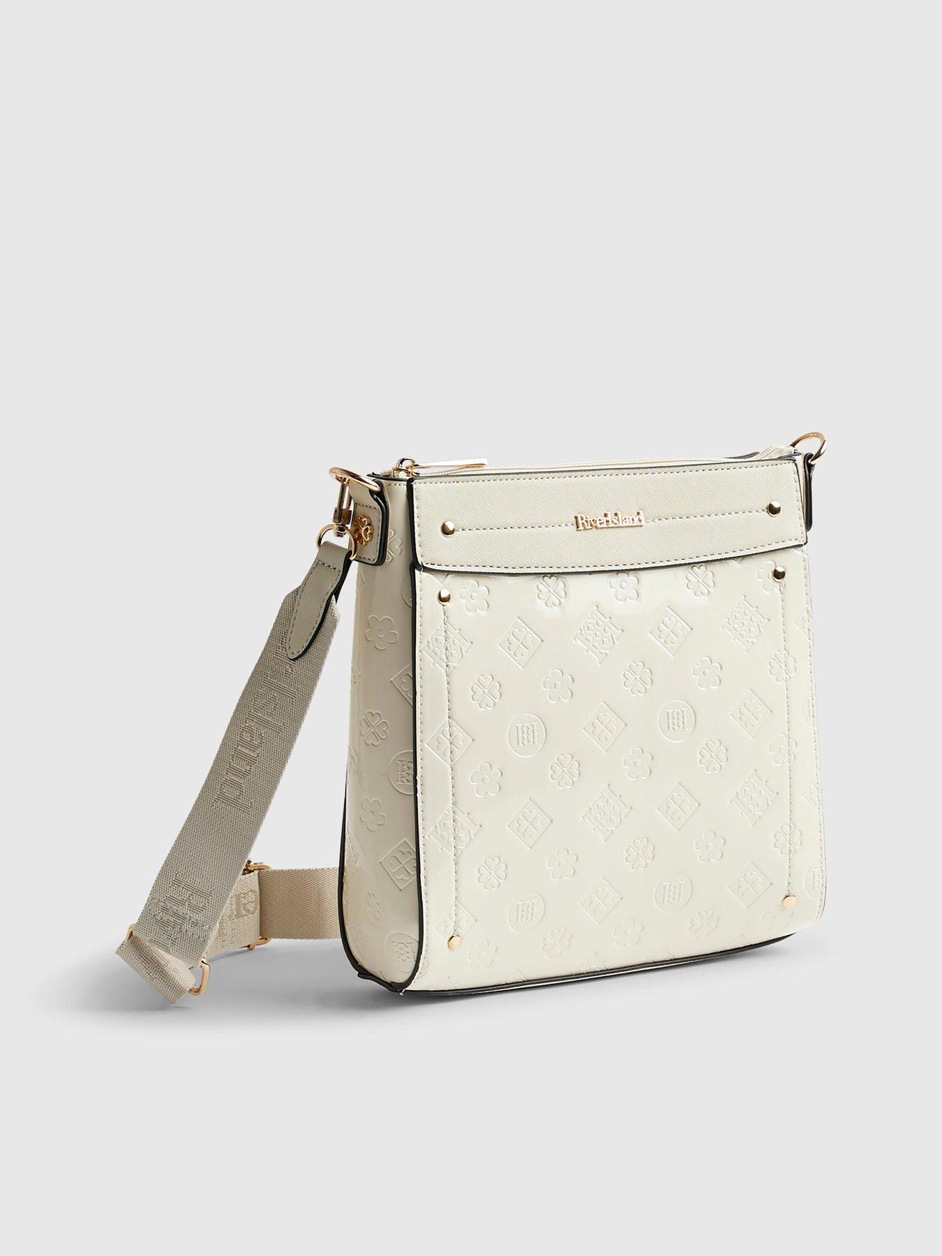 River Island Monogram Emboss Messenger Bag - Cream | Littlewoods