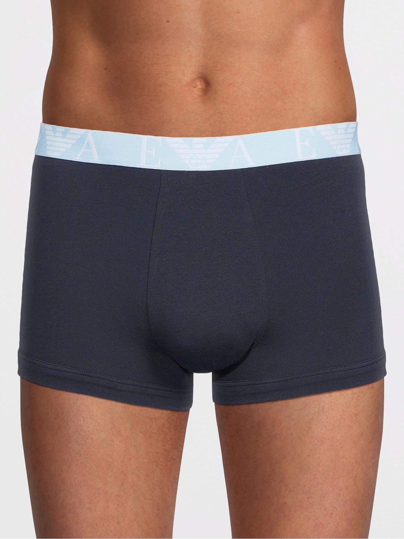 Emporio Armani Bodywear Bold Monogram 3 Pack Trunks - Dark Blue ...