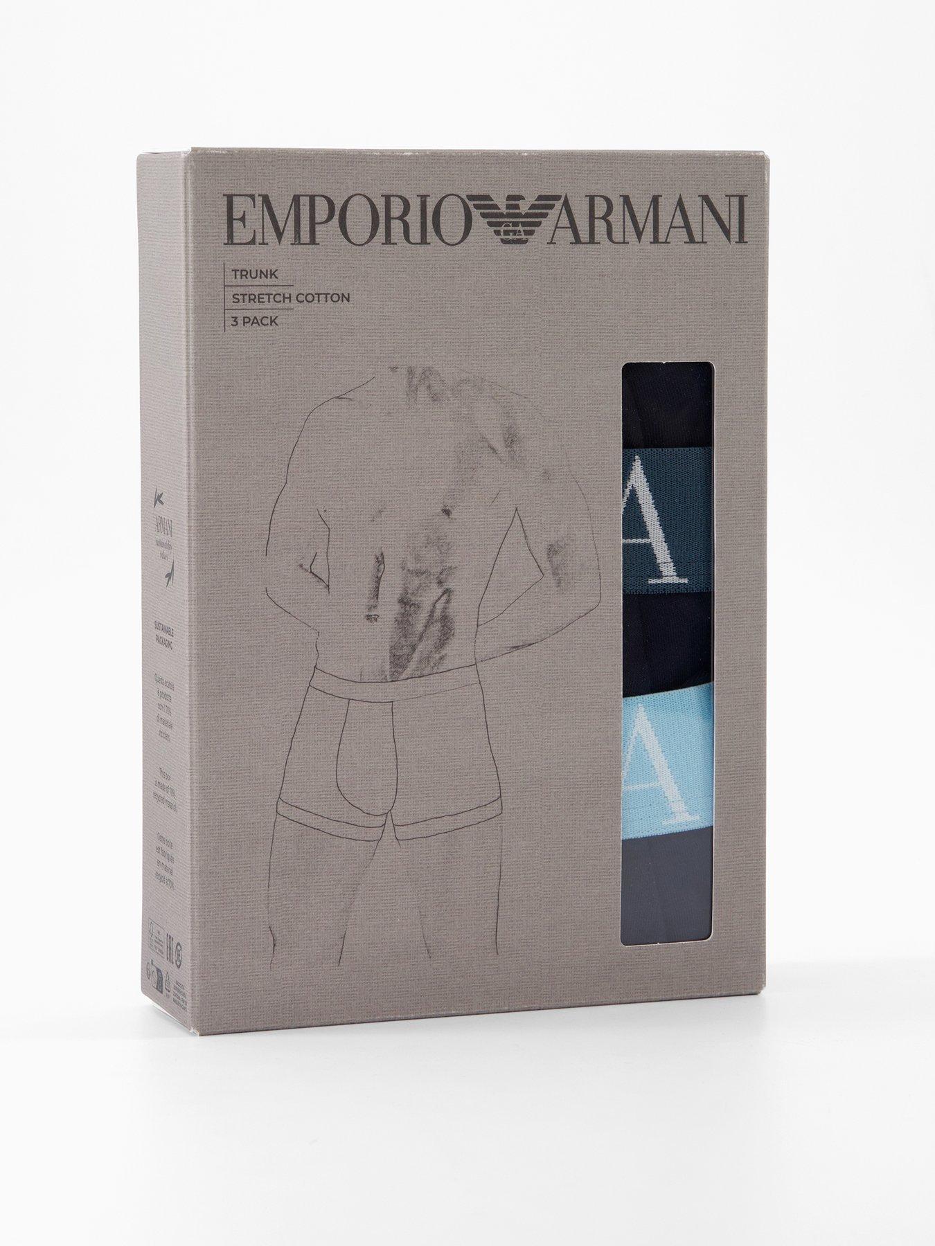 Emporio Armani Bodywear Bold Monogram 3 Pack Trunks - Dark Blue ...