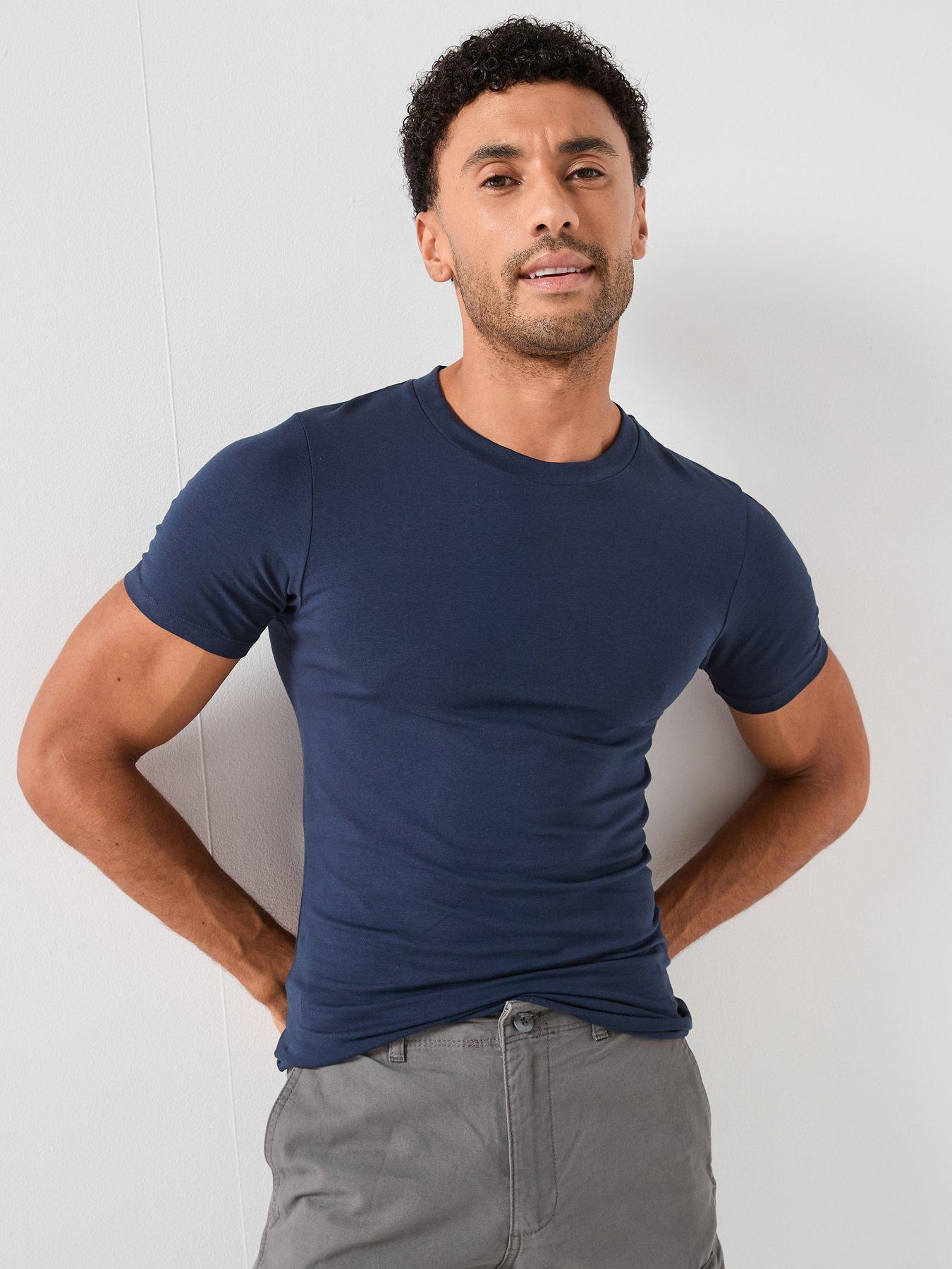 Jack & Jones Short Sleeve Muscle T-Shirt - Navy | Littlewoods