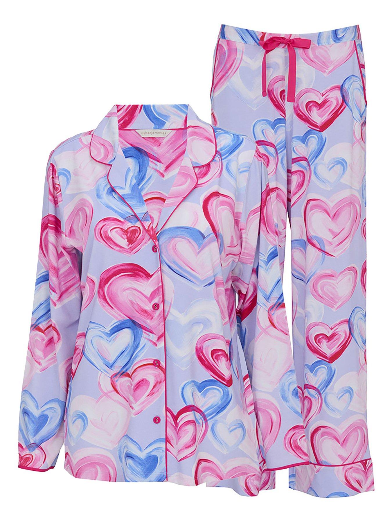 Cyberjammies Cyberjammies Chloe Pink Heart Print Jersey Long Sleeve ...