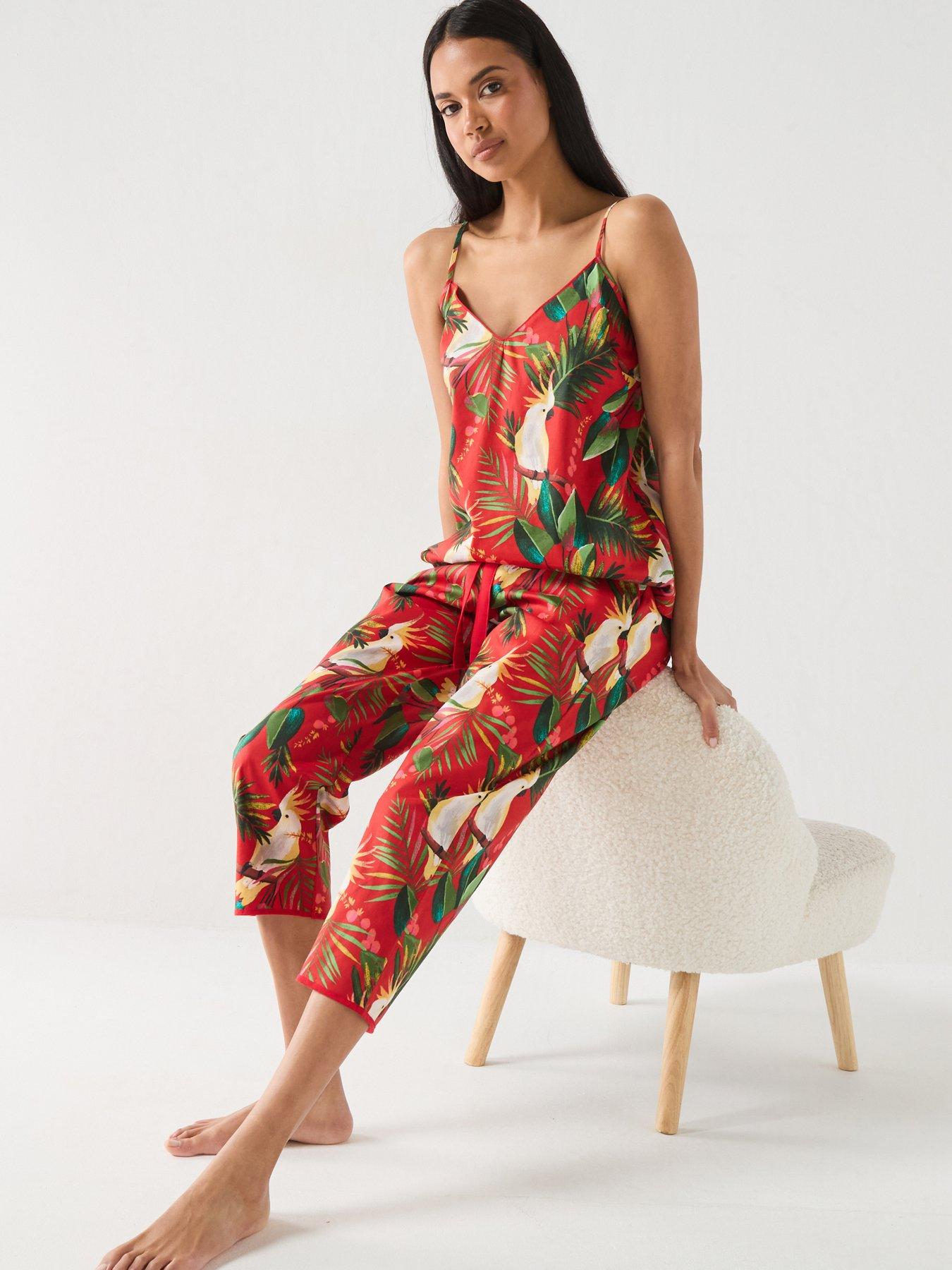 Cyberjammies Tara Red Bird Print Cami & Pyjama Set - Red | Littlewoods