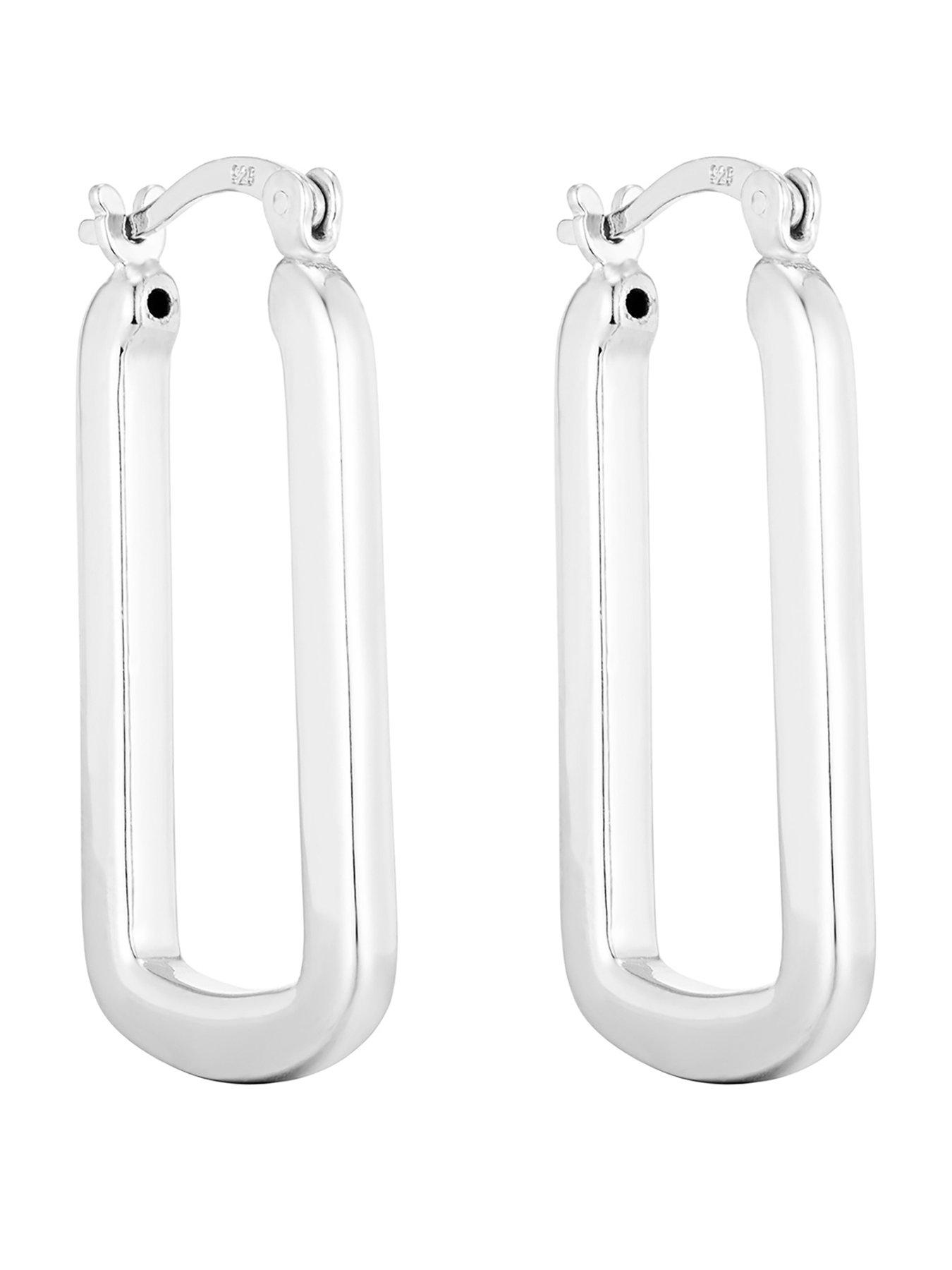 Seol + Gold Sterling Silver Rectangle Hoops | Littlewoods