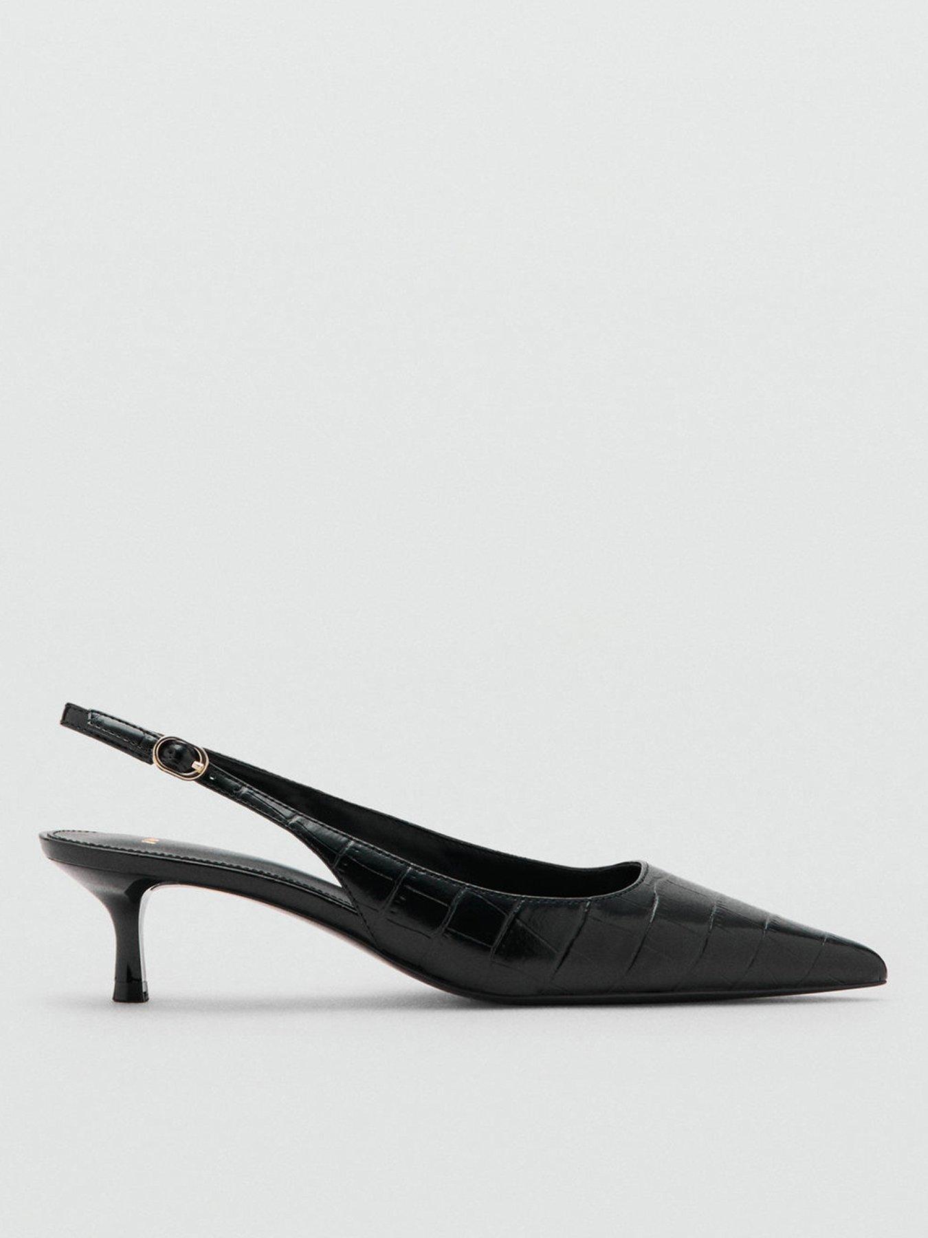 Mango Croc Effect Heeled Shoes - Black | Littlewoods