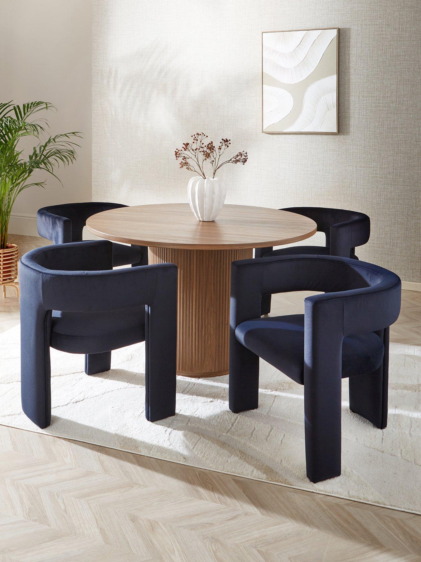 The Very Collection Carina Mid Oak 120cm Round Dining Table & 4 Nell ...