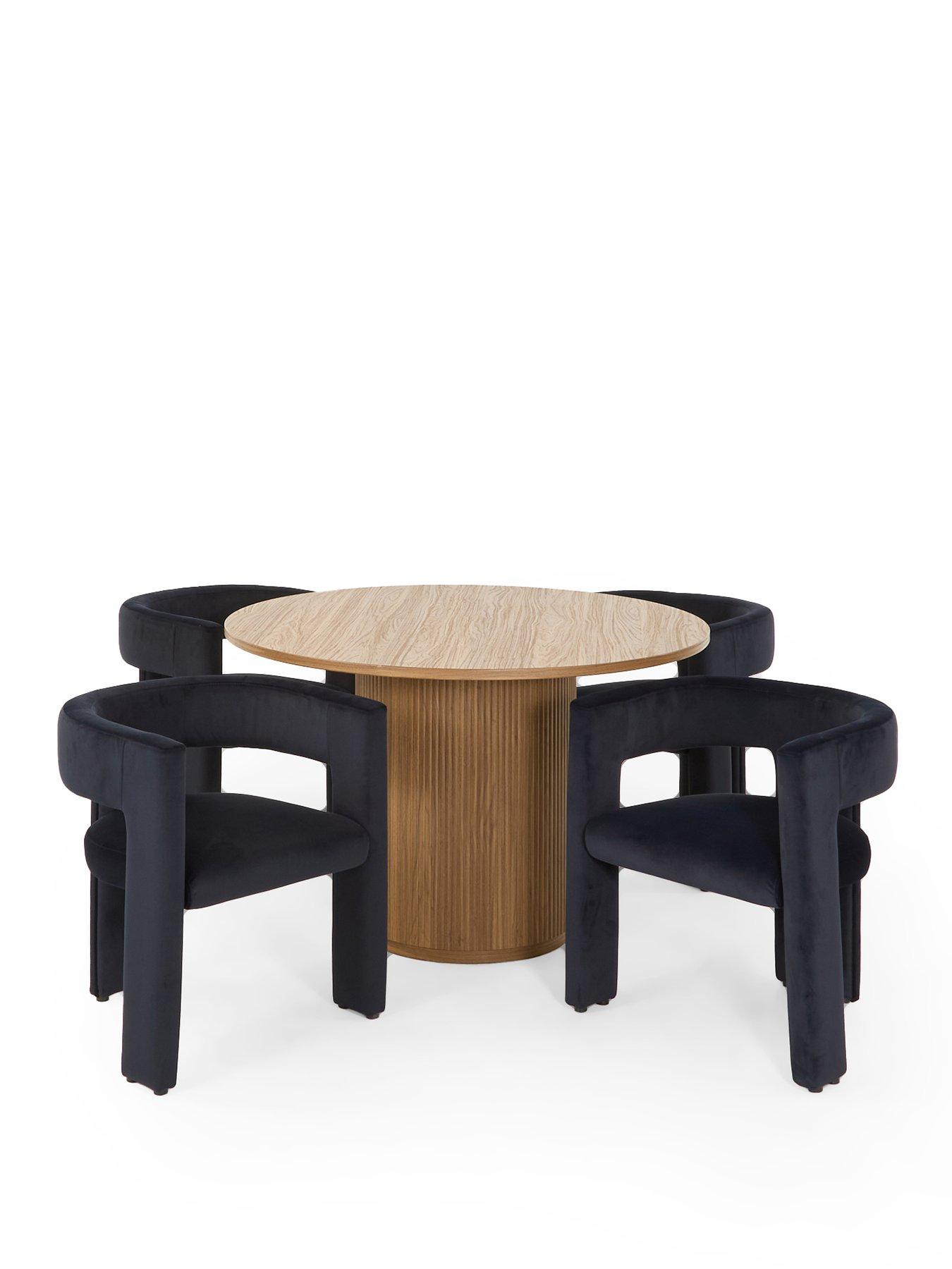 The Very Collection Carina Mid Oak 120cm Round Dining Table & 4 Nell ...