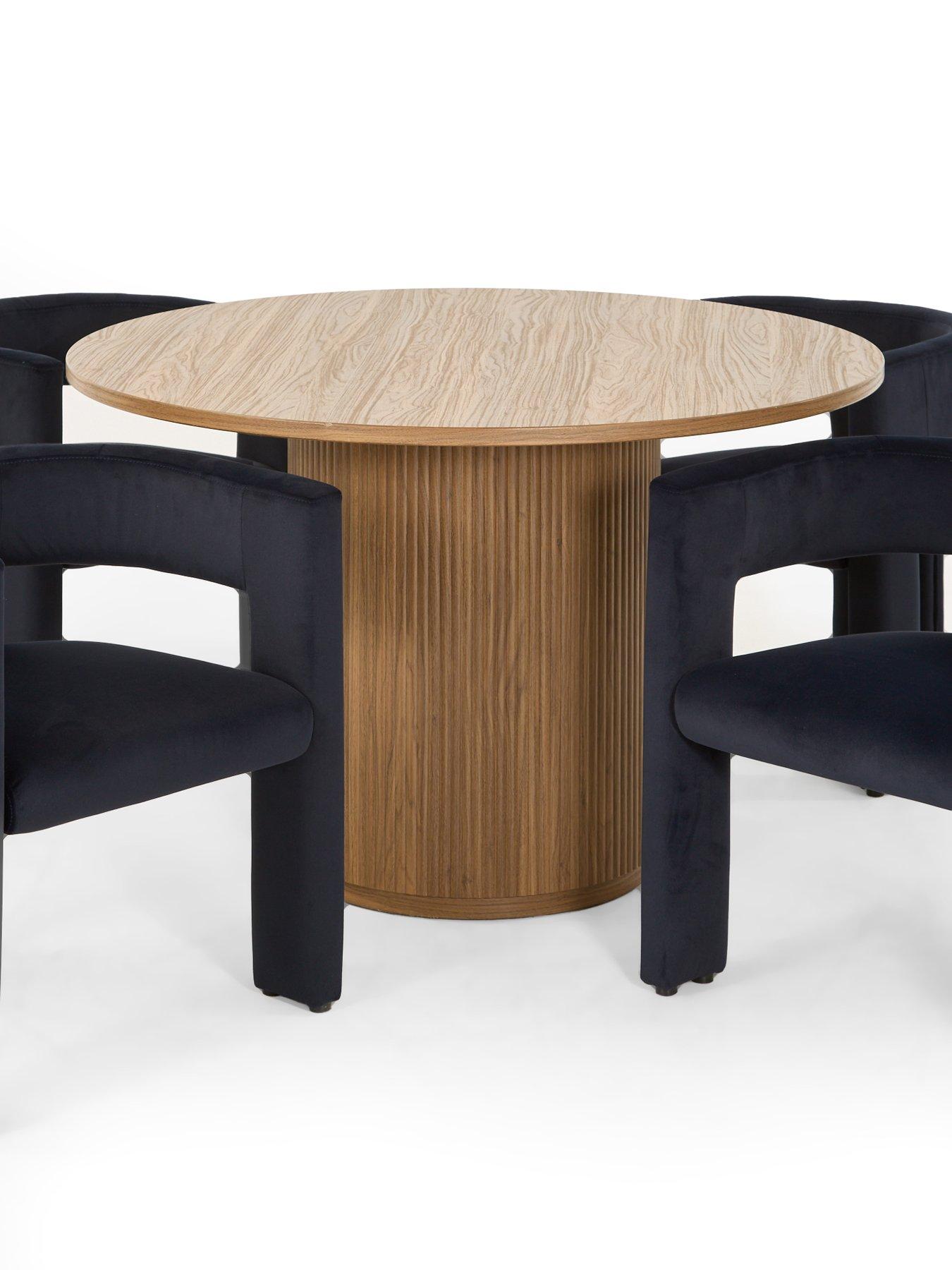 The Very Collection Carina Mid Oak 120cm Round Dining Table & 4 Nell ...