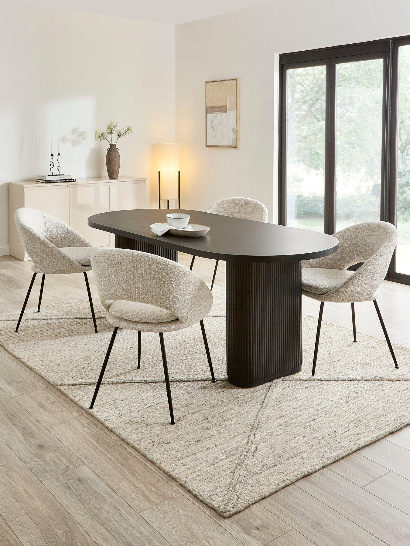 The Very Collection Carina Black 200cm Oval Dining Table & 4 Aurelia ...