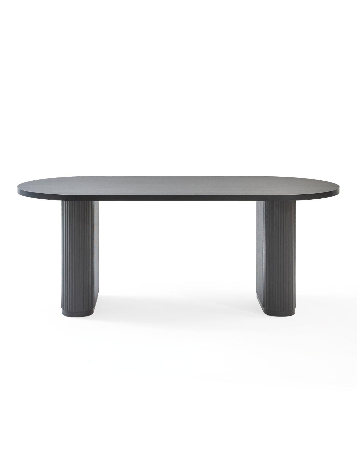 The Very Collection Carina Black 200cm Oval Dining Table & 4 Aurelia ...