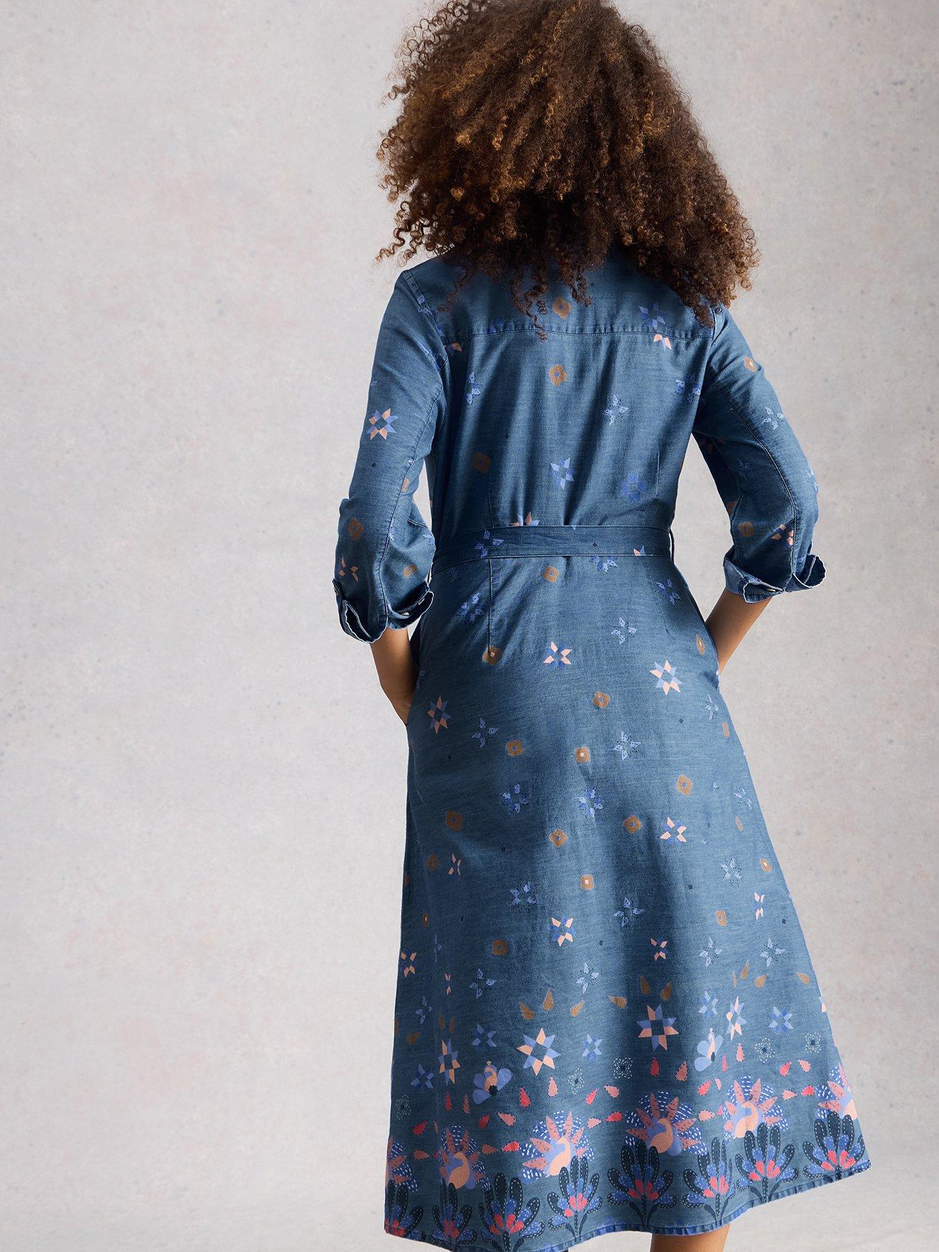 White Stuff Lana Denim Midi Dress - Blue | Littlewoods