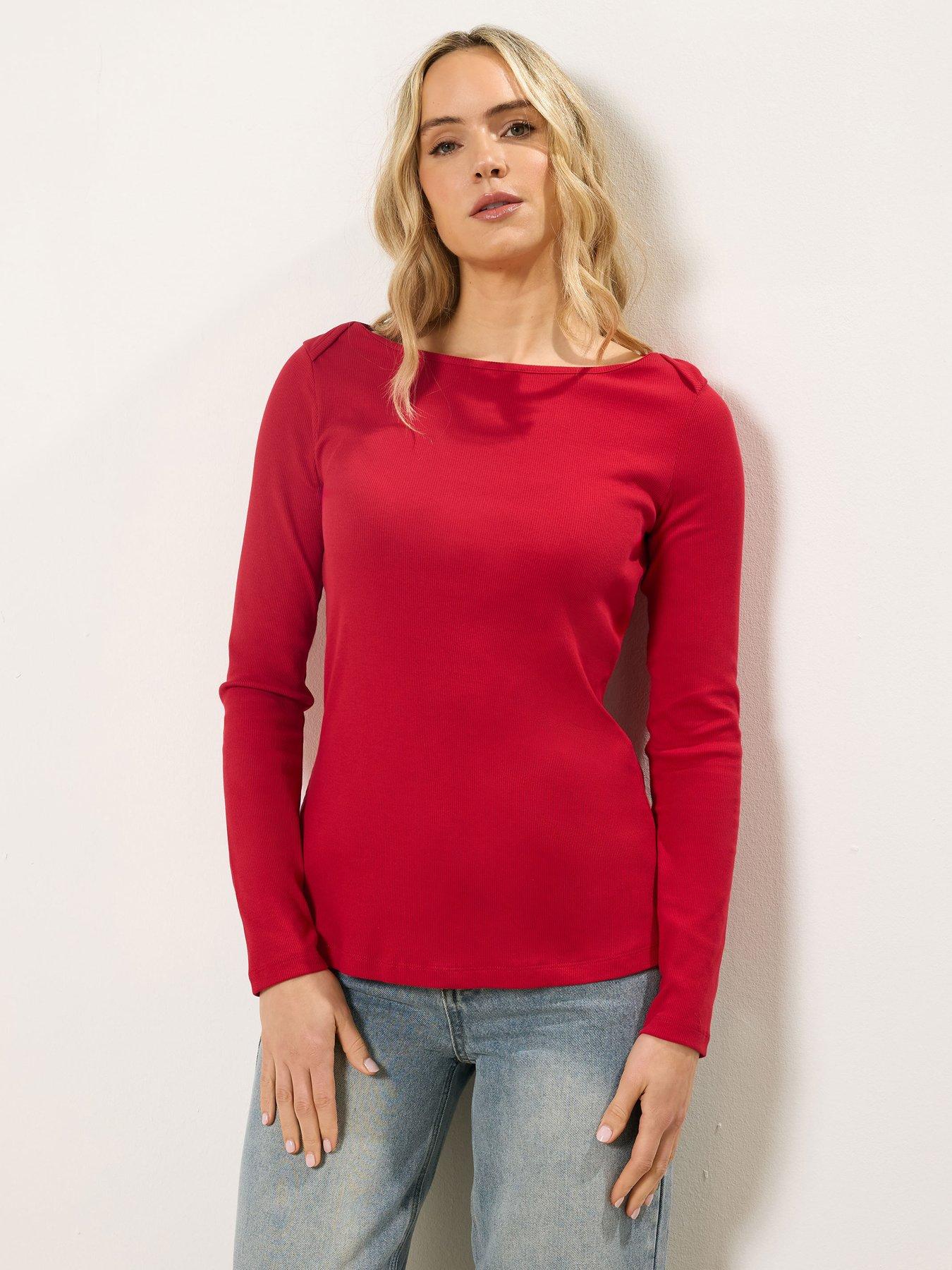 Long Tall Sally Tall Rib Slash Neck T-shirt | Littlewoods