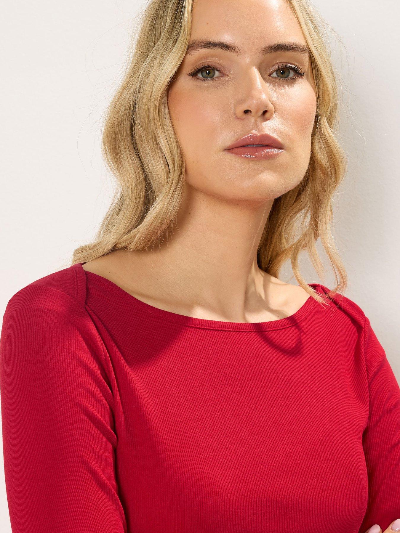 Long Tall Sally Tall Rib Slash Neck T-shirt | Littlewoods
