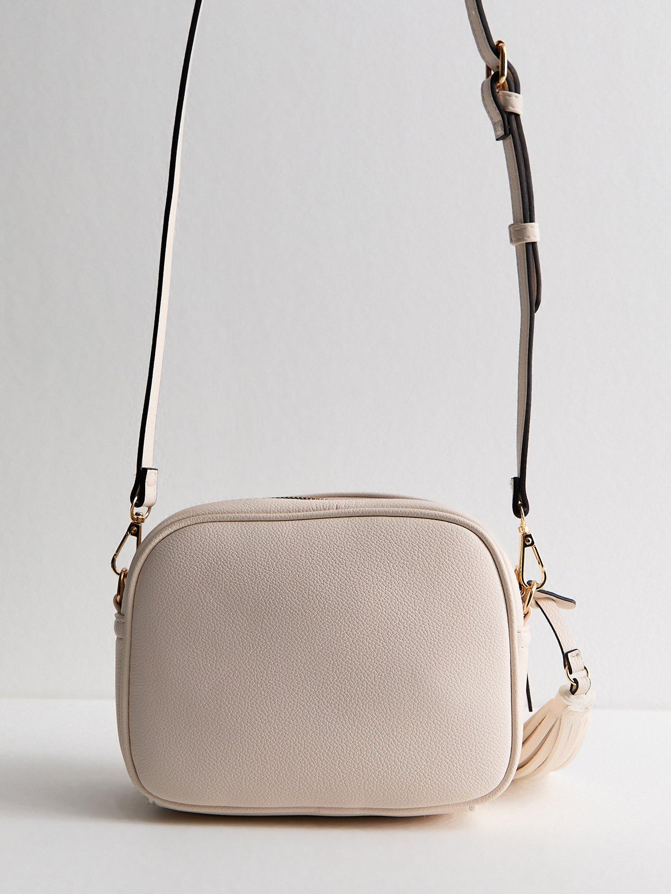 New Look Faux Leather Tassel Crossbody Camera Bag - White | Littlewoods