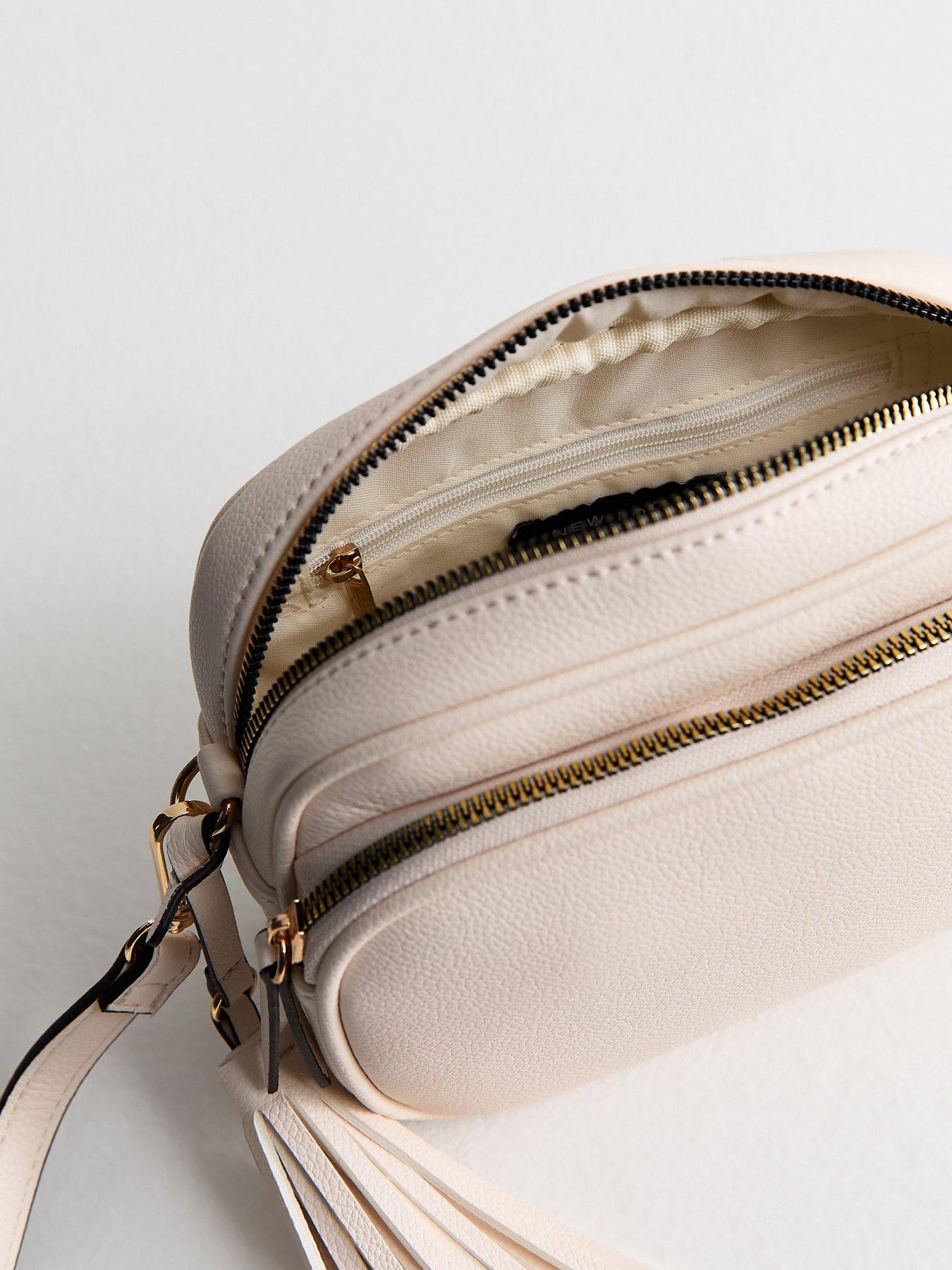 New Look Faux Leather Tassel Crossbody Camera Bag - White | Littlewoods