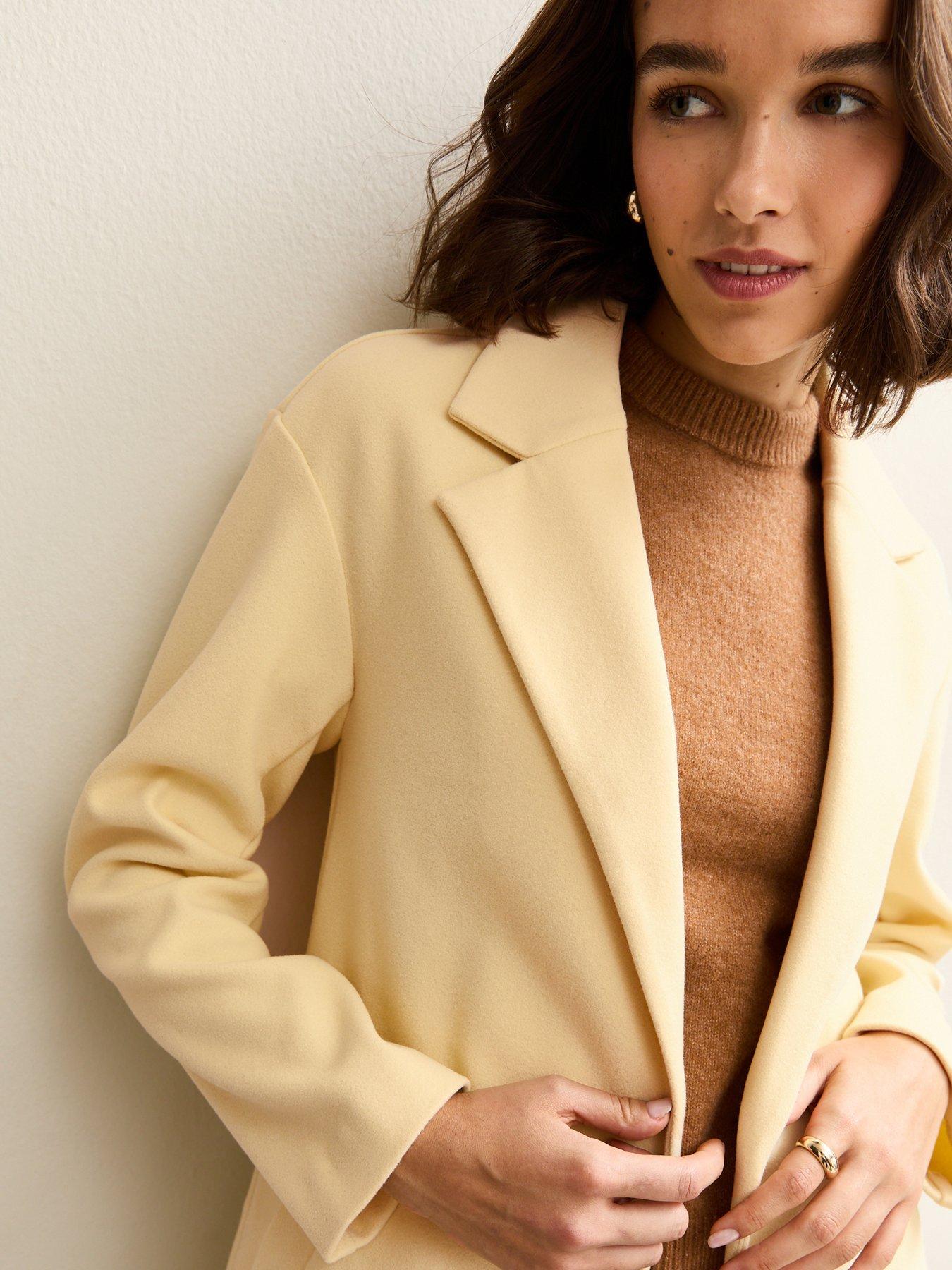 New Look Open Front Longline Coat - Light Yellow | Littlewoods