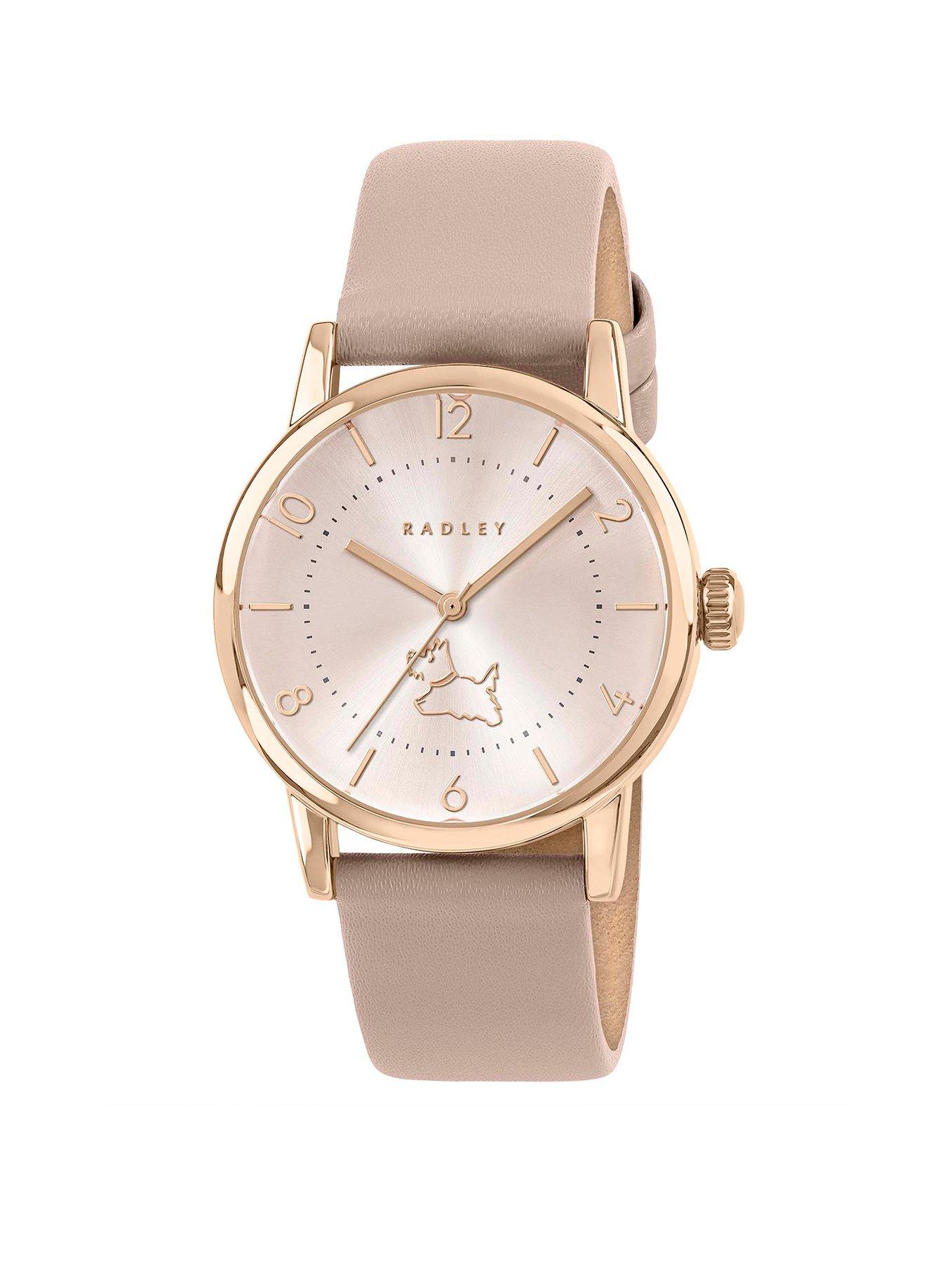 Radley Rose Gold Plated Case Pink Leather Strap Watch | Littlewoods