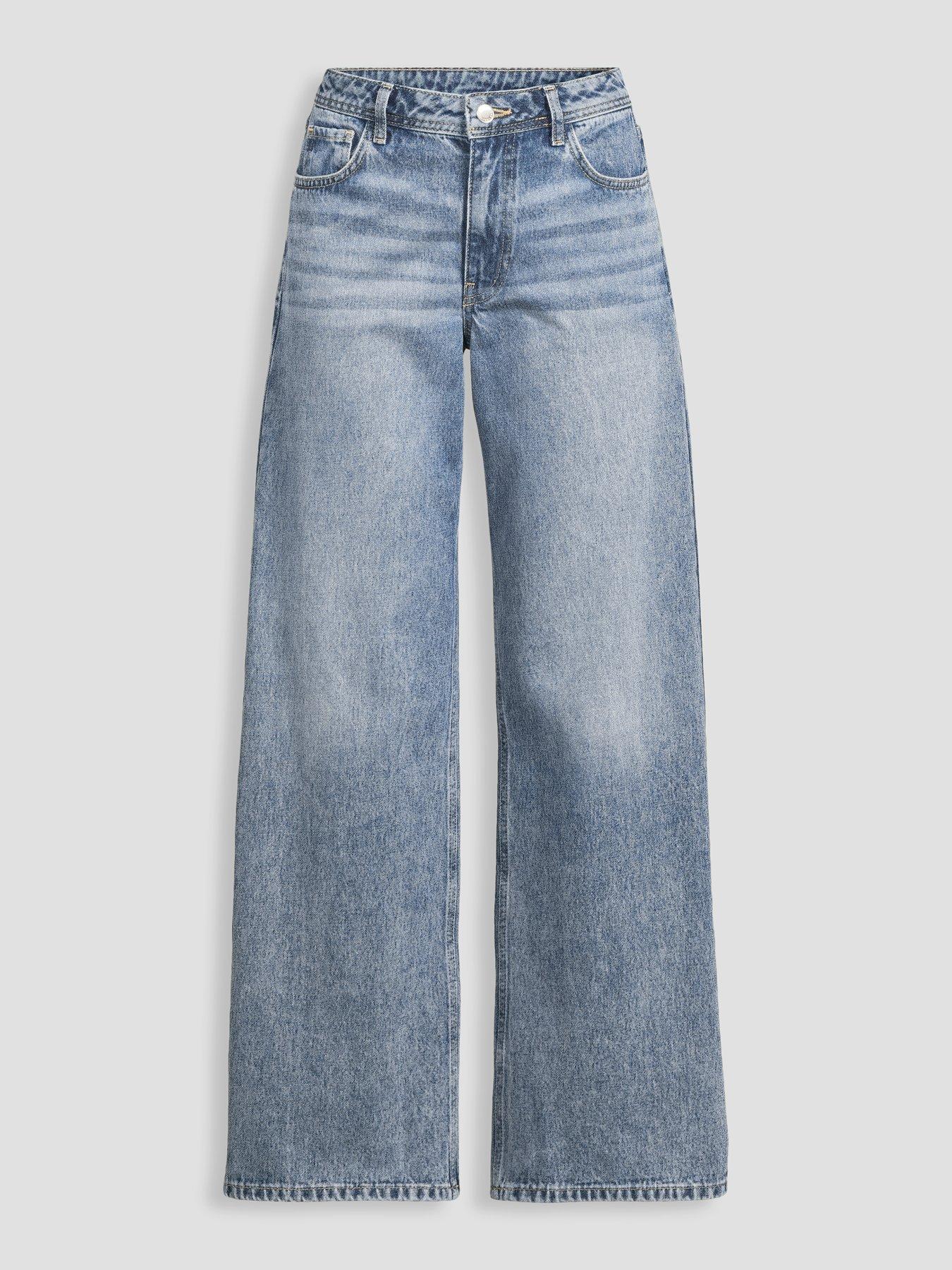The Very Collection Low Slung Wide Leg Jeans - Mid Wash | Littlewoods
