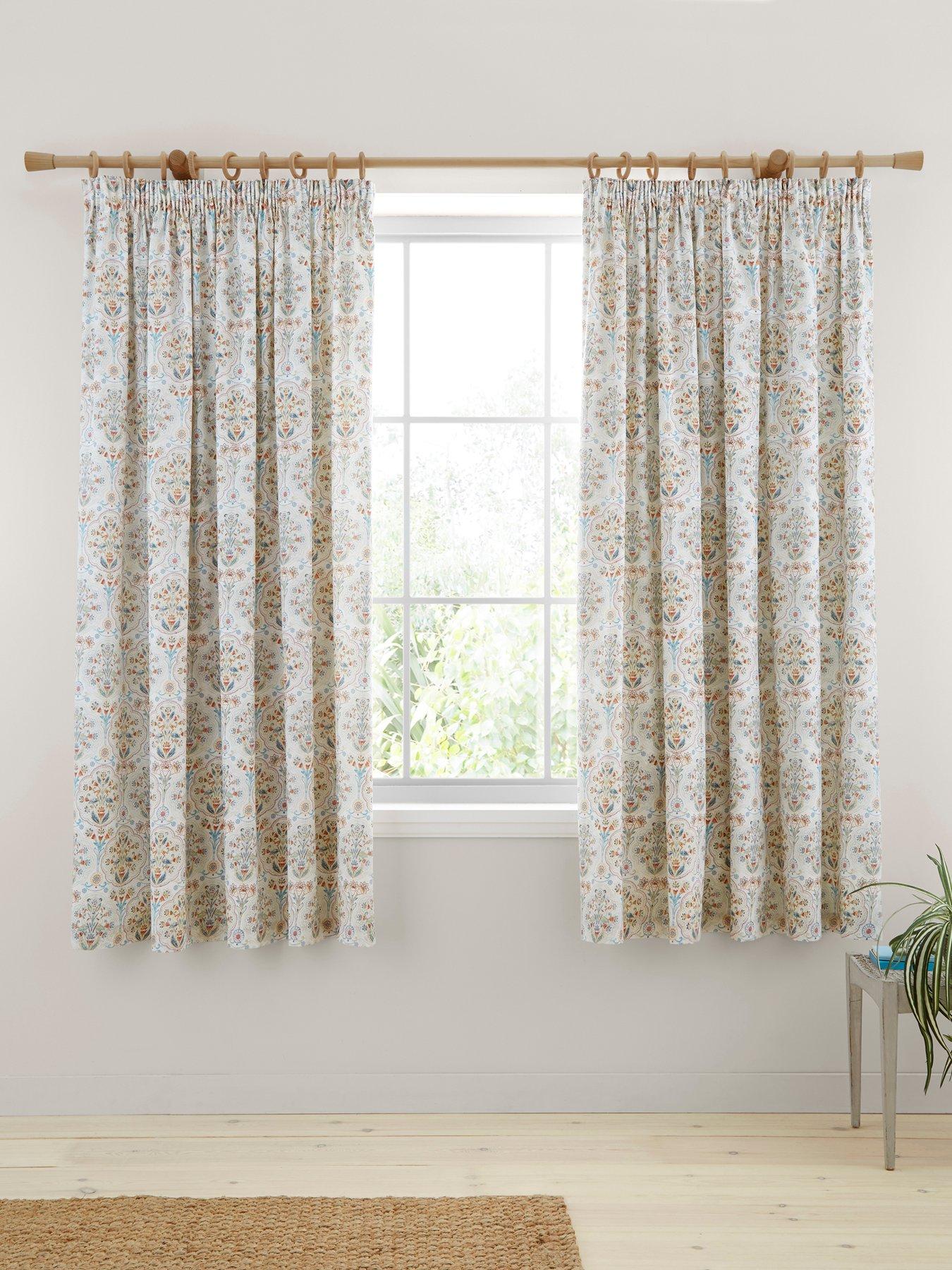 Dreams & Drapes Edena Decorative Floral Pencil Pleat Curtains In ...
