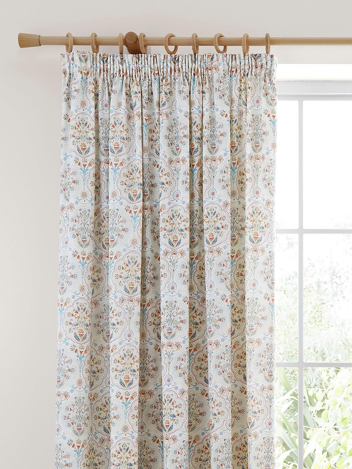 Dreams & Drapes Edena Decorative Floral Pencil Pleat Curtains In ...