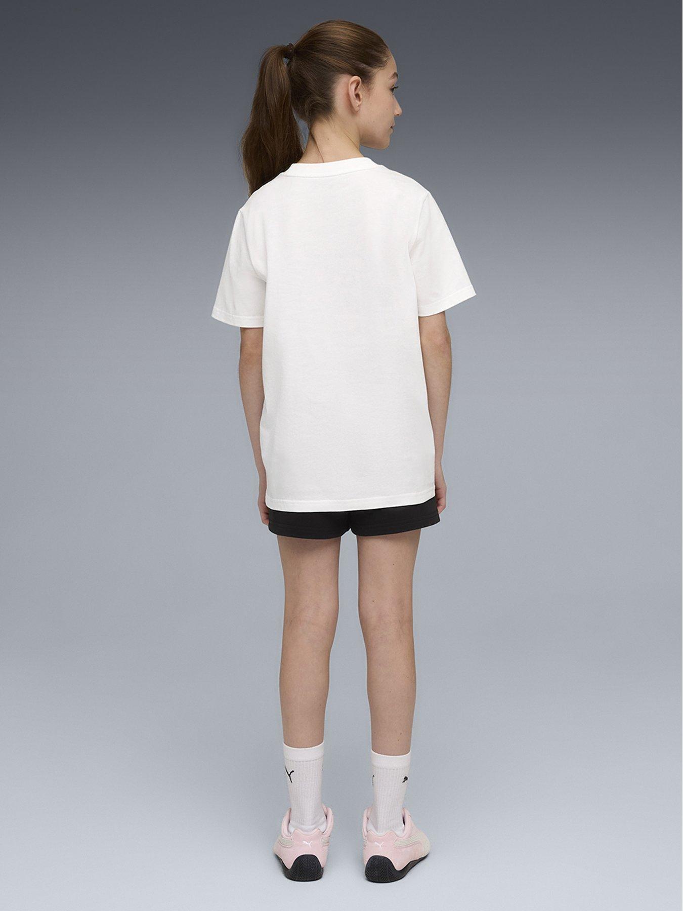 Puma Girls Logo Tee And Shorts Set - White/pink | Littlewoods